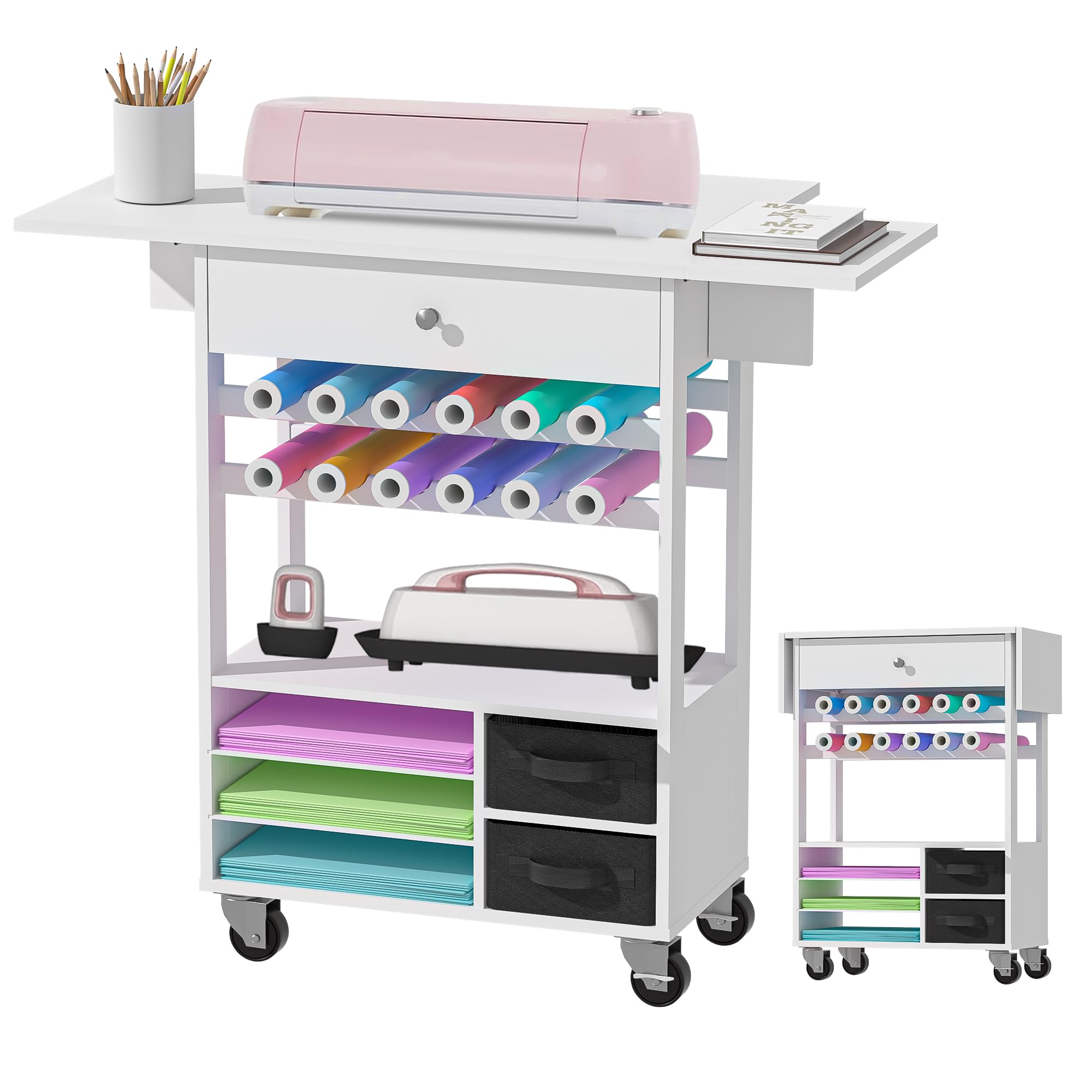 Amazon.com: Spurgehom Craft Organizers and Storage Cart Table ...