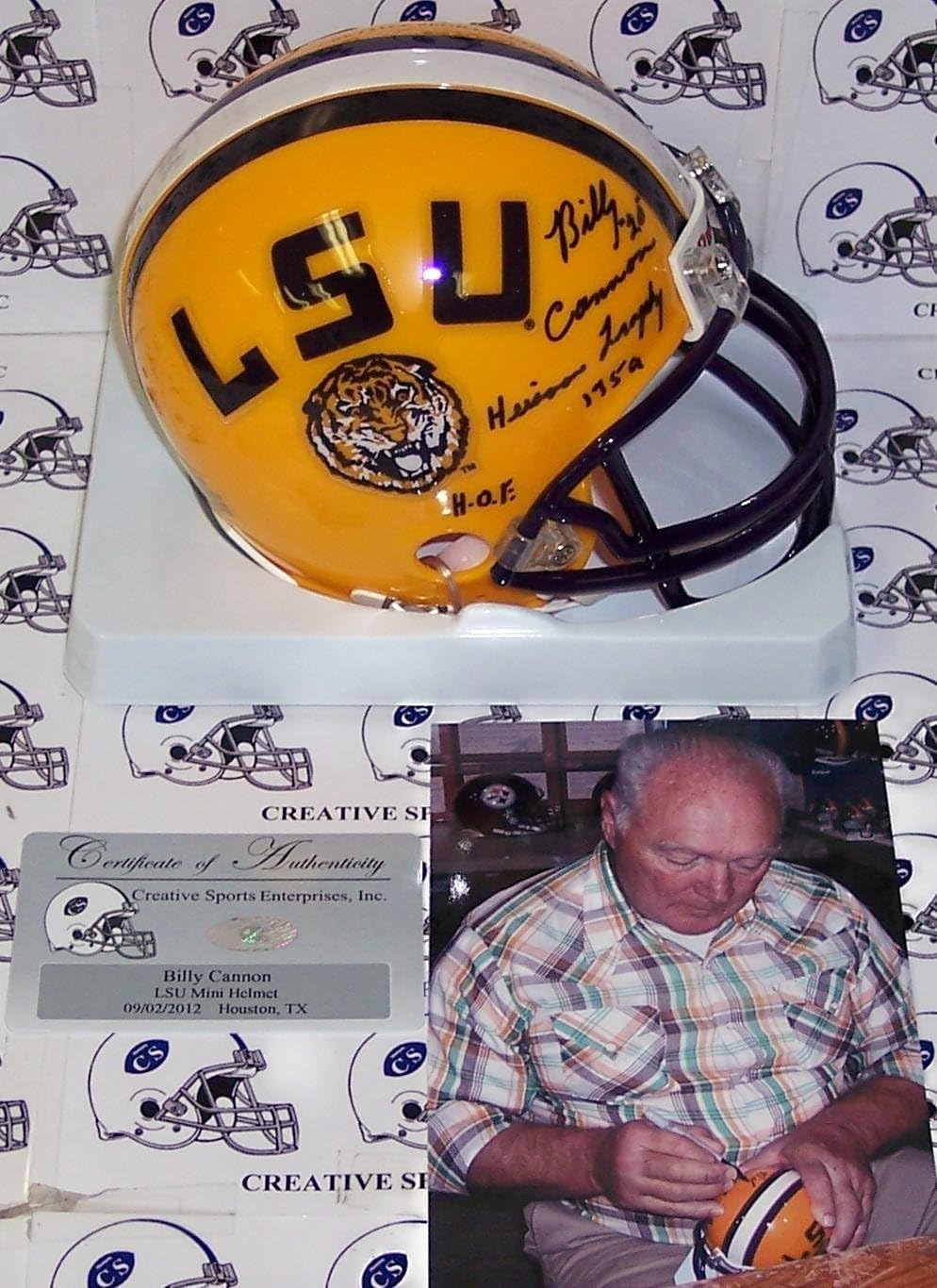 Amazon.com: Billy Cannon Hand Signed LSU Tigers Mini Helmet ...