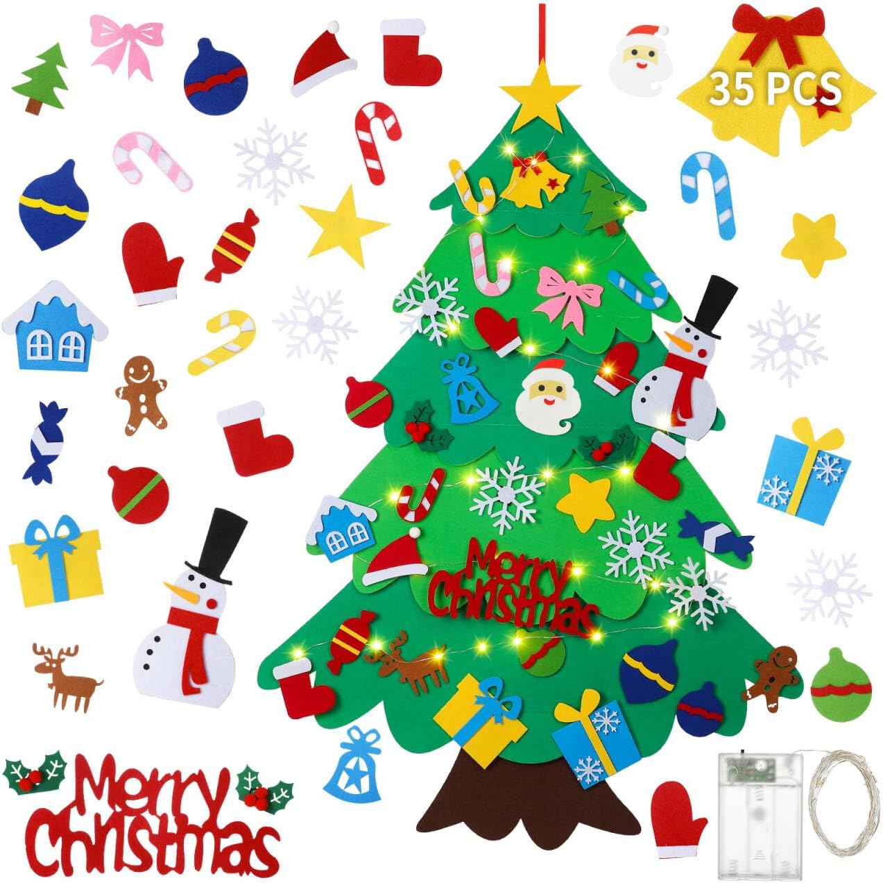 Amazon.com: TOBEHIGHER DIY Felt Christmas Tree for Toddlers 3.6ft with ...