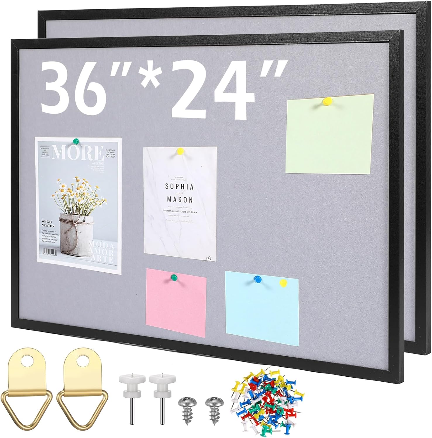 Amazon.com : Ireer 2 Pcs Large Cork Board Wall Mounted Wood Framed 36 x ...