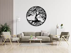 Amazon.de: VAILLA ® Baum des Lebens Wanddeko, Wandbild aus Holz, Wand deko in Schwarz Gold, Home ...