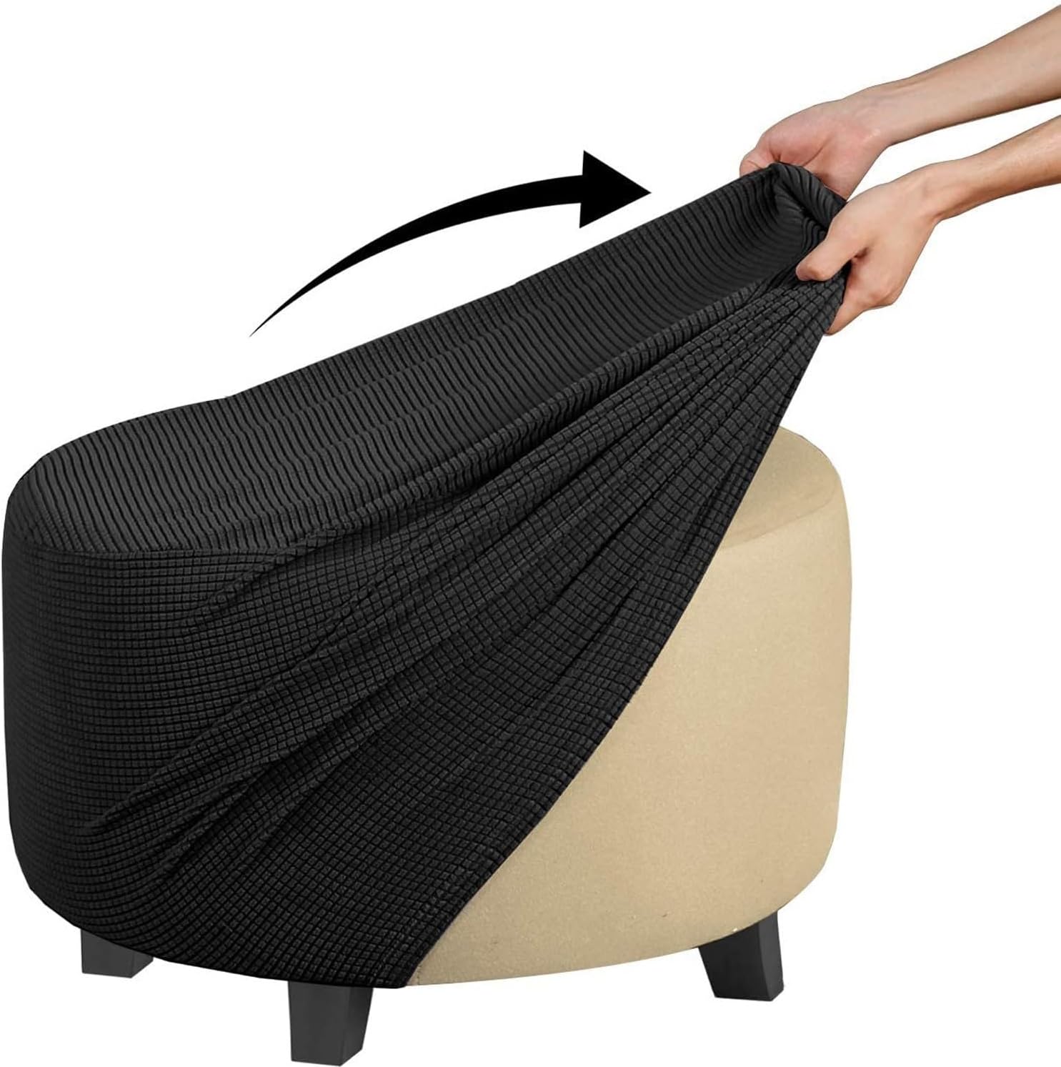 Amazon.com: Round Ottoman Cover Stretch Xxl Xl 40x40 18 16 14 13in ...