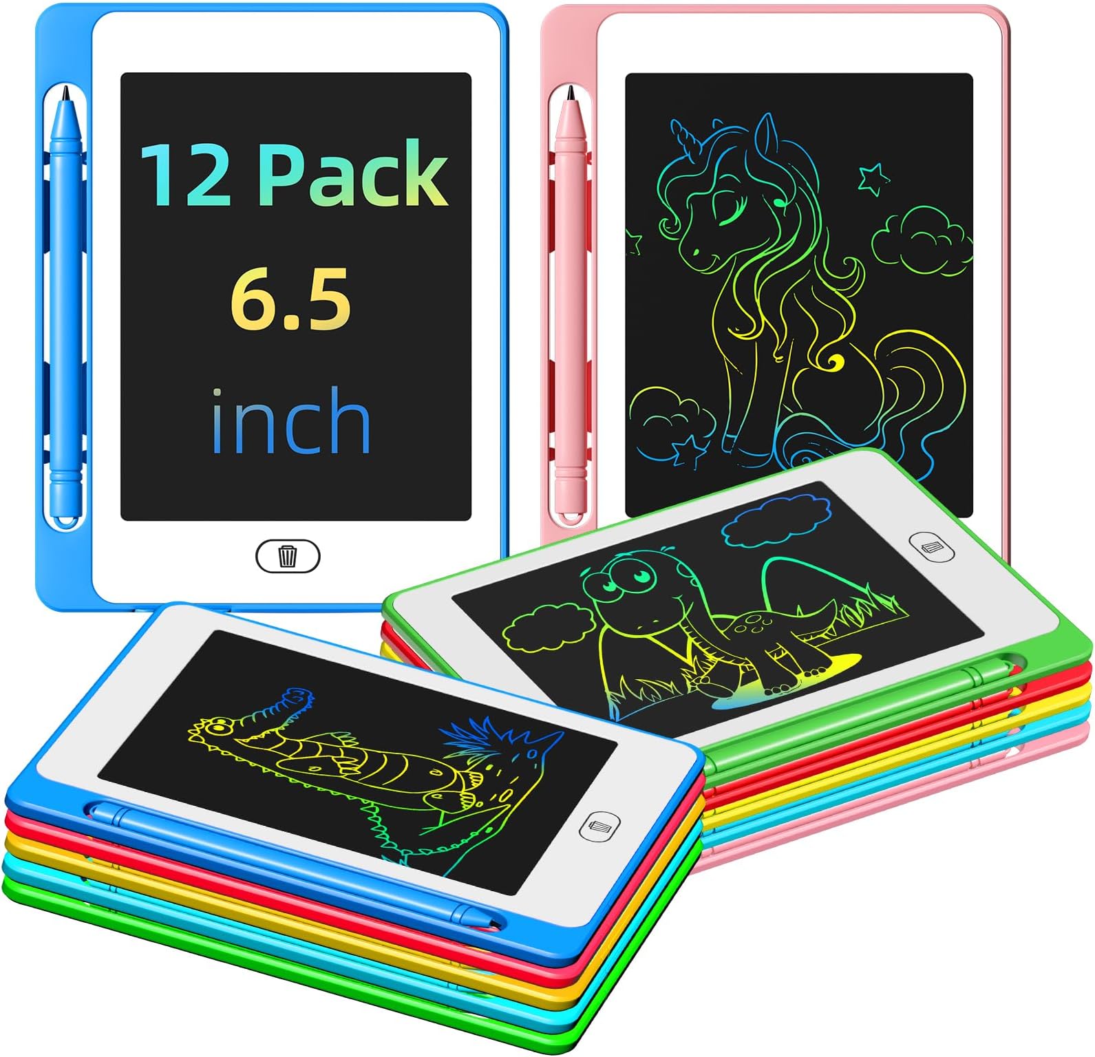 Amazon.com: 12 Pack LCD Writing Tablet for Kids, 6.5 Inch Colorful ...