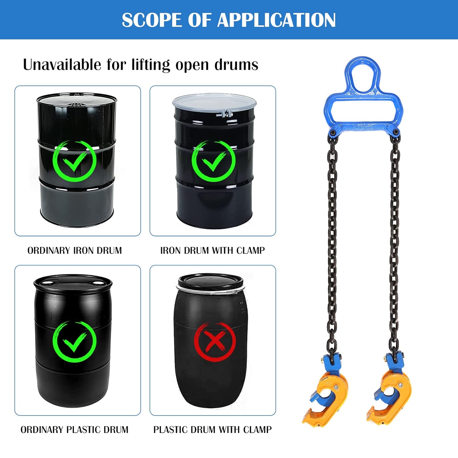 Buy POWLAB Upgraded Chain Drum Lifter Load Capacity 1 Ton for Forklift ...