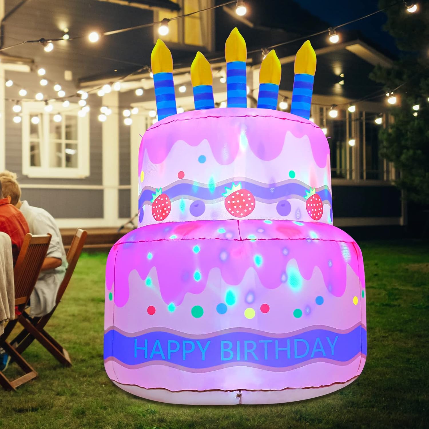 Amazon.com: GOOSH Birthday Inflatables Outdoor Decorations Cake with ...