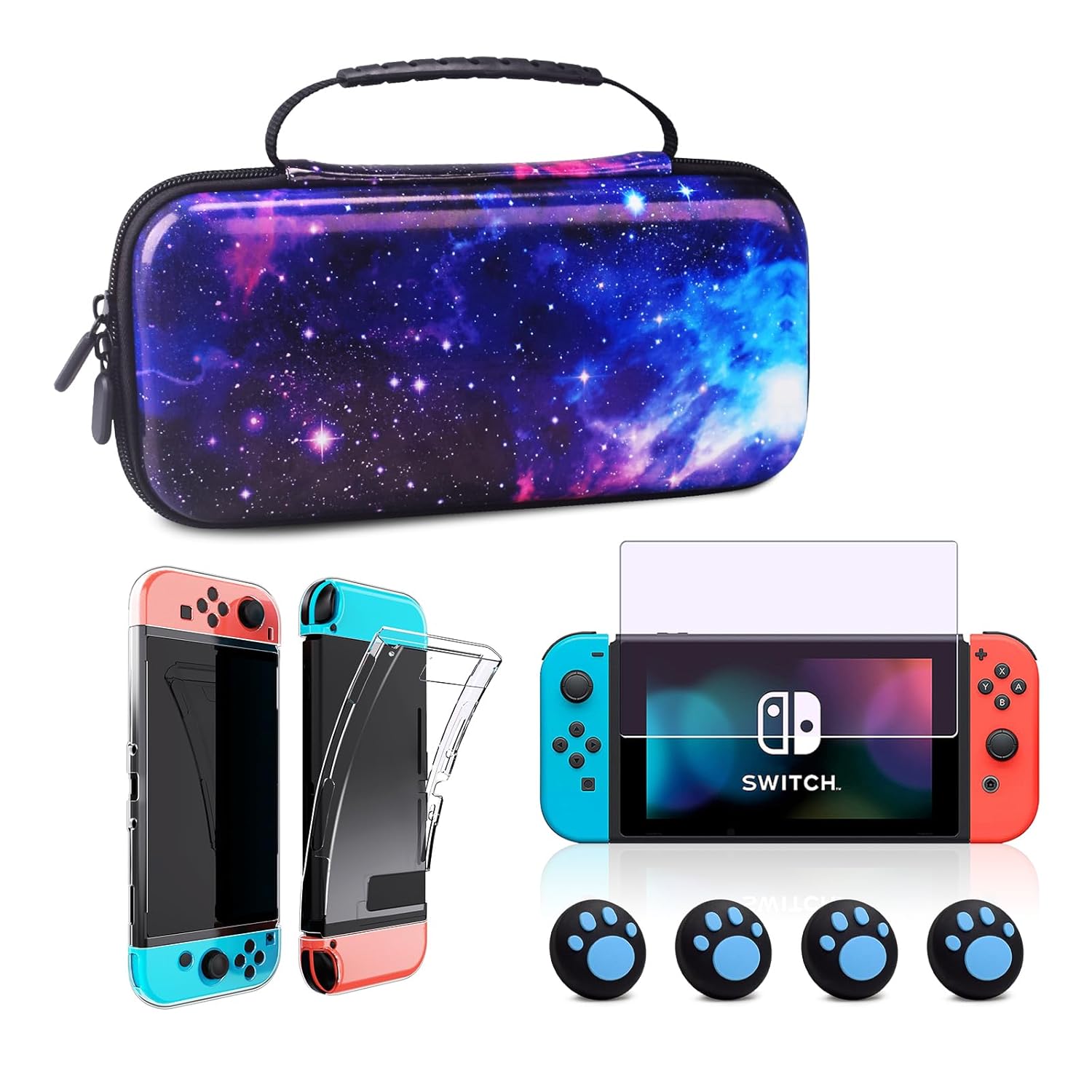 Amazon.com: VGBUS Carrying case for Nintendo Switch with Soft TPU Clear Protective Case Cover ...
