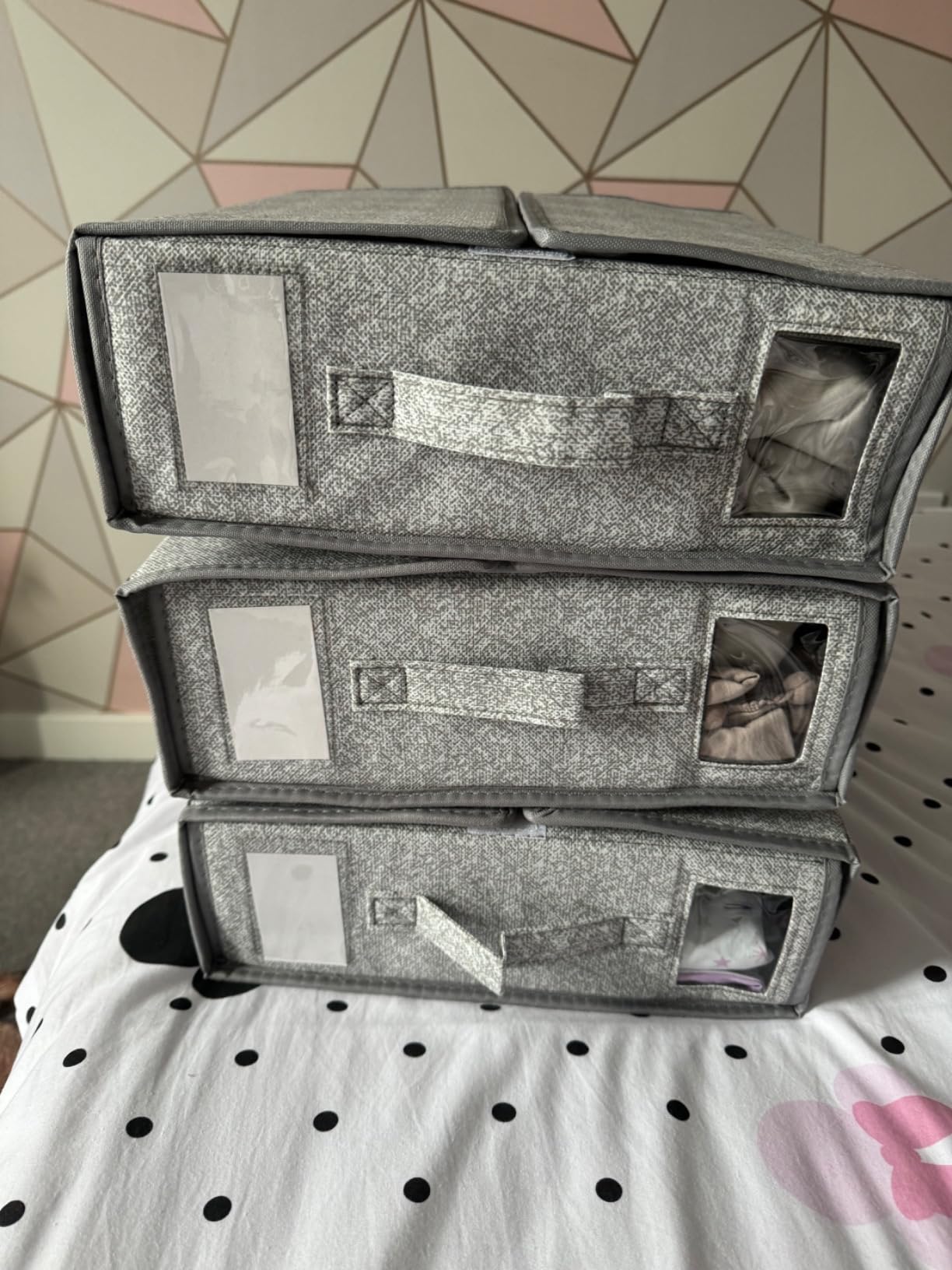 Syeeiex Bed Sheet Organiser and Storage 3 Pack, Foldable Linen Wardrobe Organiser with Window ...