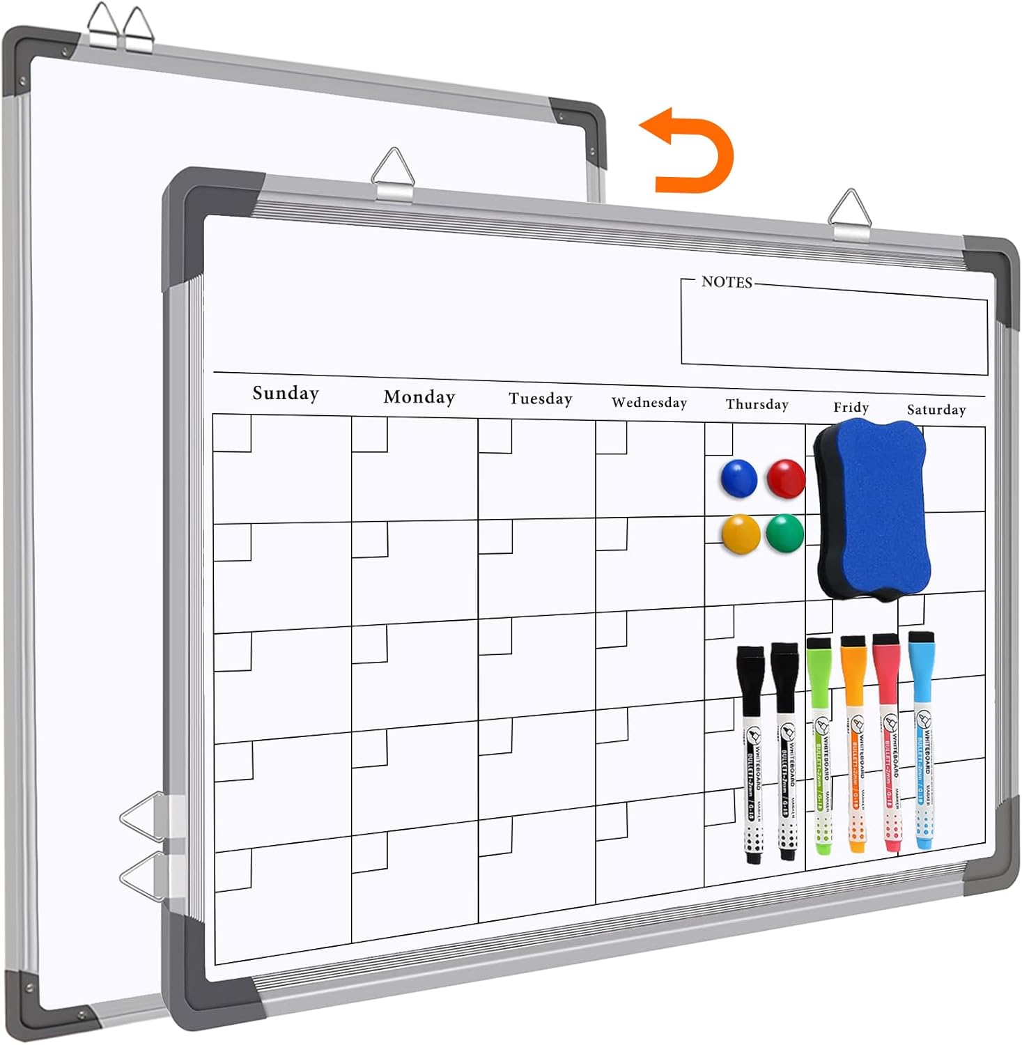 Calendario Mensual Pizarrón Blanca de Borrado, Tablero Magnético de ...