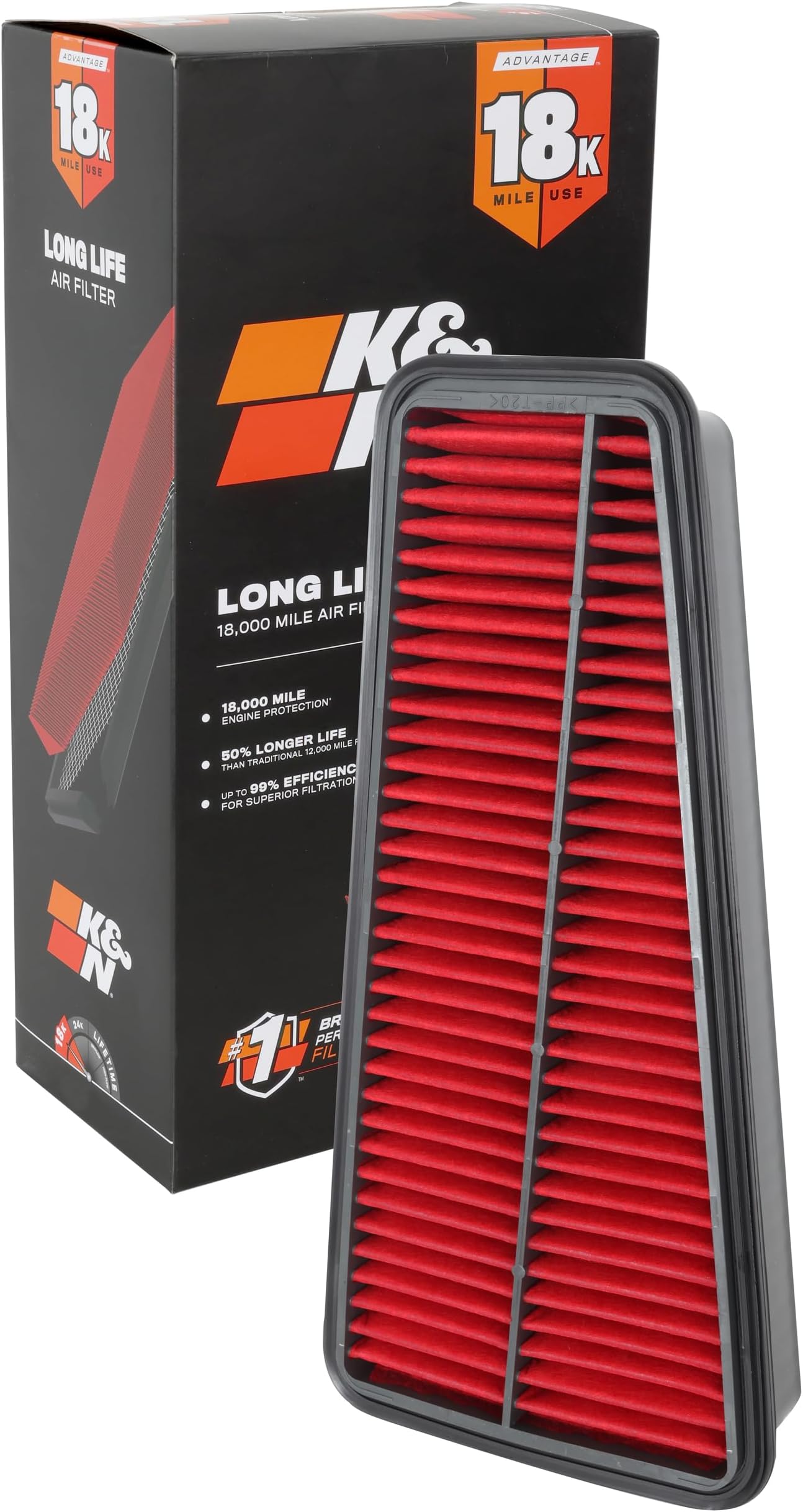 Amazon.com: K&N Engine Air Filter: Long Life 18,000 Mile Replacement ...