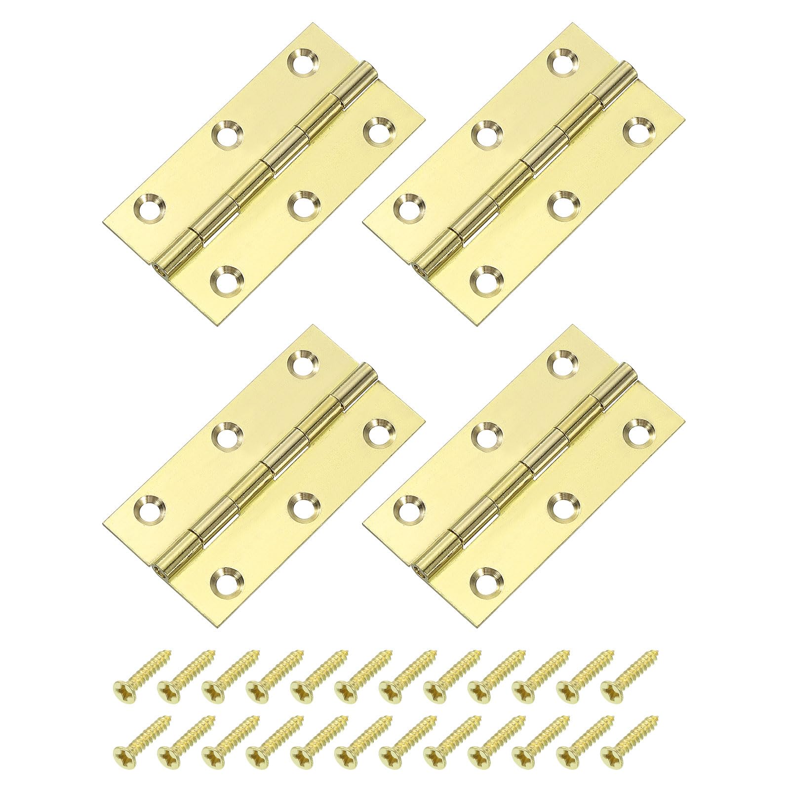 uxcell 4 Pcs Folding Butt Hinges, 2.5 Inch Brass Small Door Hinges Butt Cabinet Hinges Folding ...