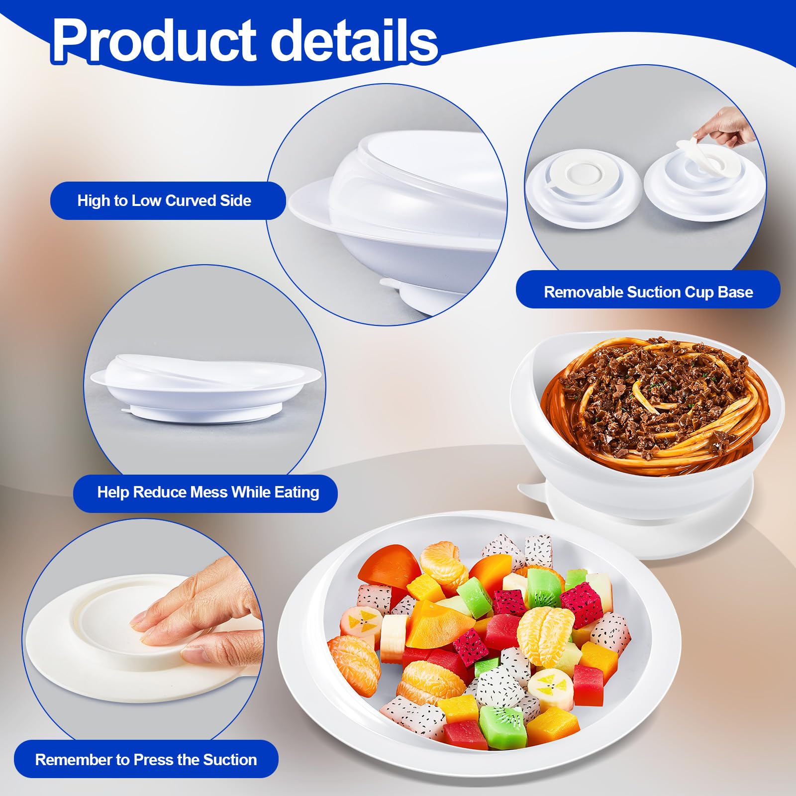 Snapklik.com : Hushee 2 Sets Adaptive Spill Proof Scoop Bowl And Plate Set