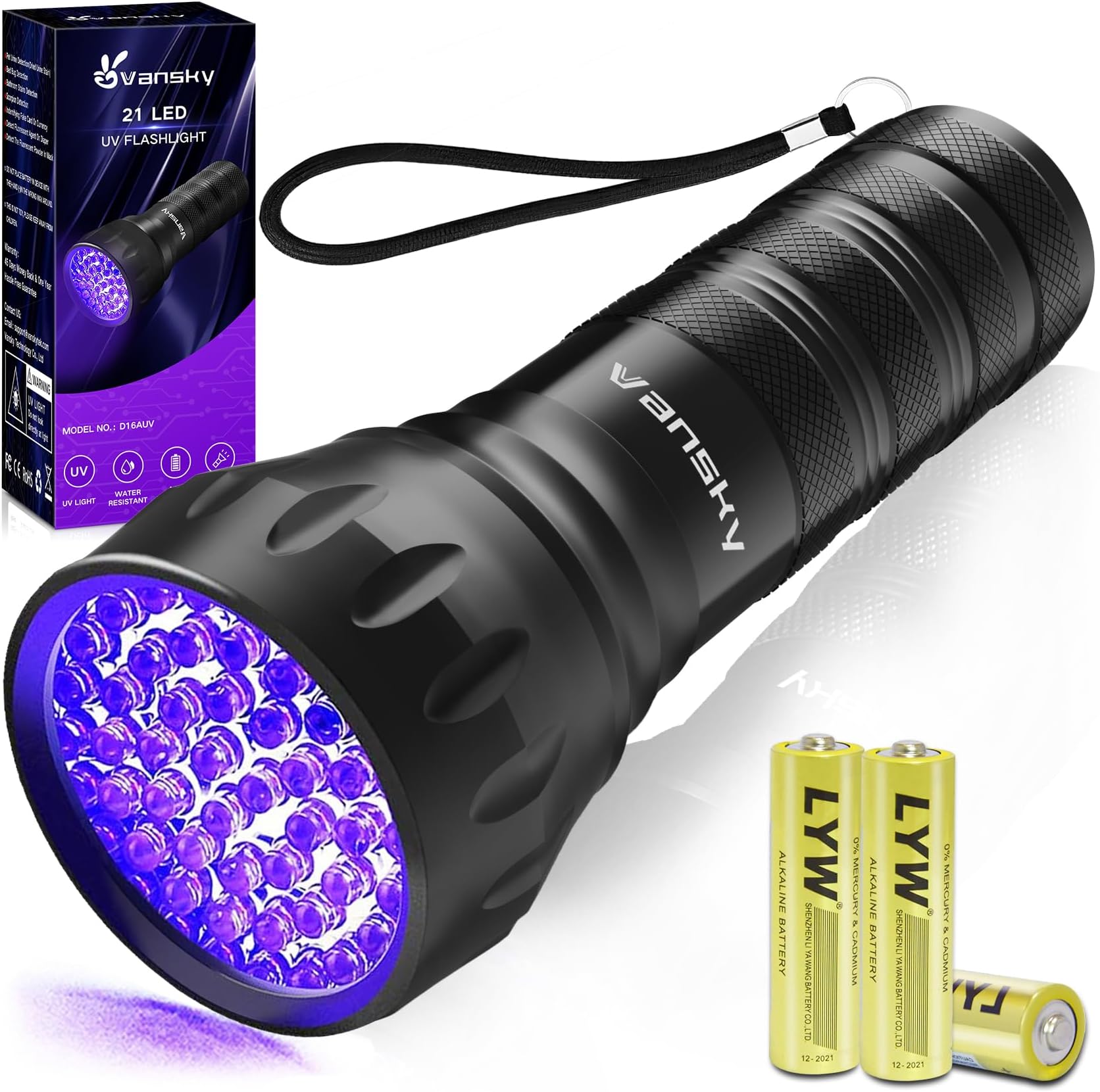 Black Light UV Light Flashlight, 21 LED 395nm Ultraviolet Blacklight ...