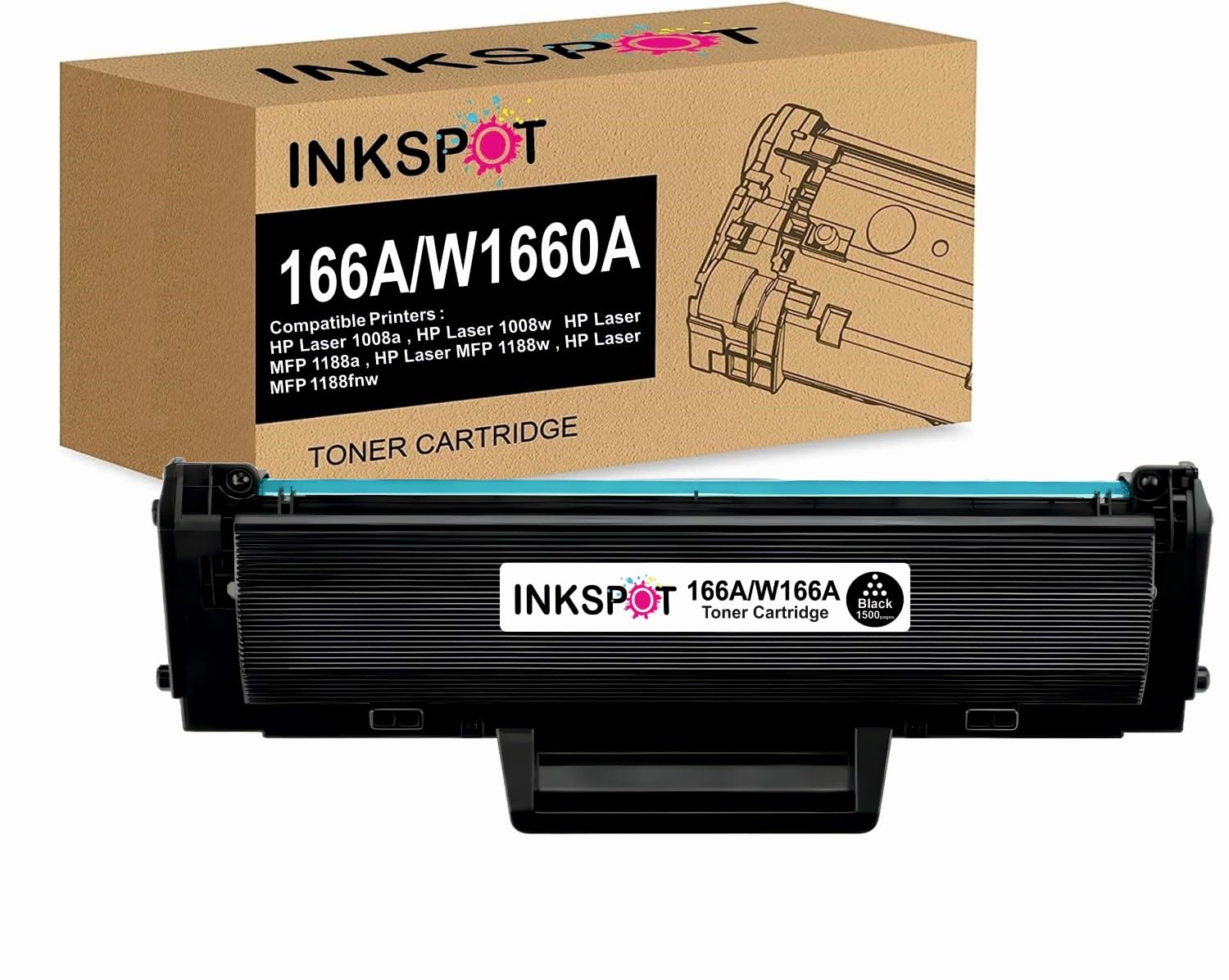 INKSPOT 166A Toner Cartridge for HP 166A for HP Laserjet 1008a, 1008w, 1188a, 1188w, 1188fnw ...