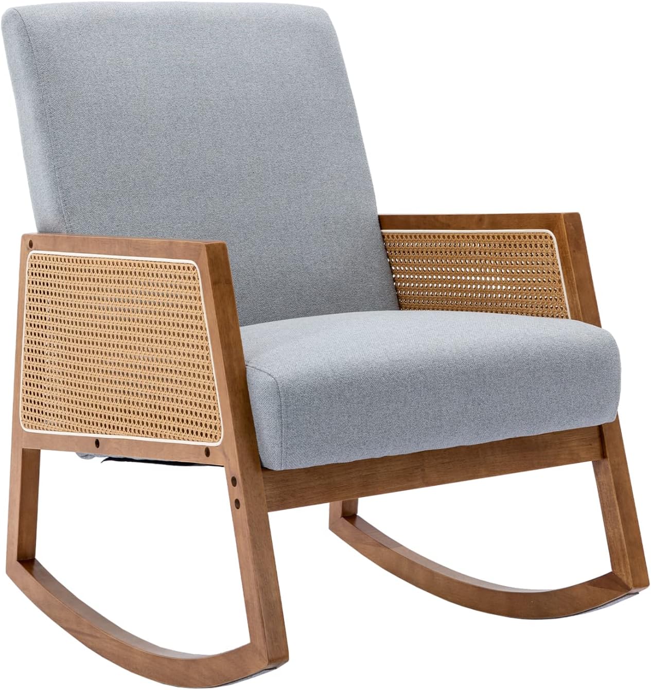 Mecedora tapizada, moderna mecedora con asiento acolchado y base de ...