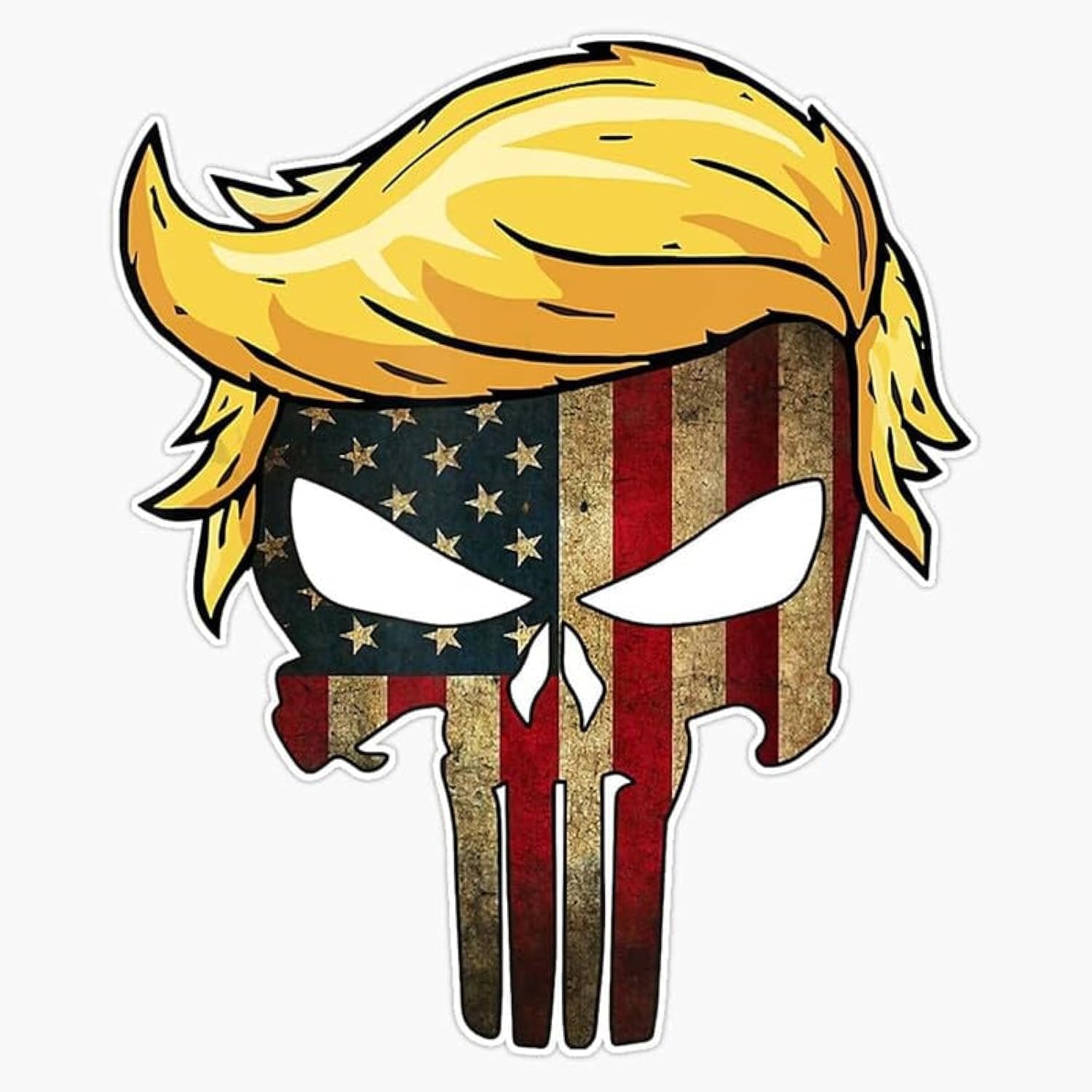Amazon.com - (2 Pack) Funny Trump Hair Skull USA Flag Vinyl Sticker ...