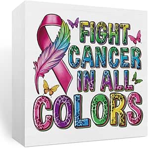 Amazon.com: Fight Cancer Wooden Box Sign - Breast Cancer Awareness ...