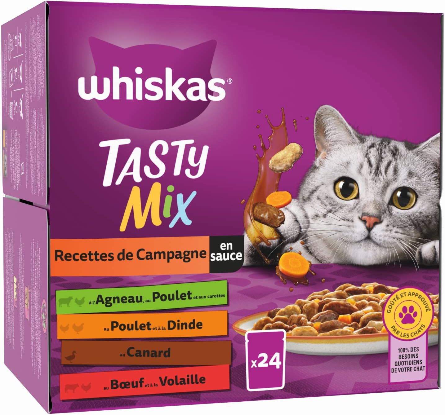 WHISKAS Repas pour Chat - 48 Sachets Fraîcheur (Lot de 2 packs 24x85g ...