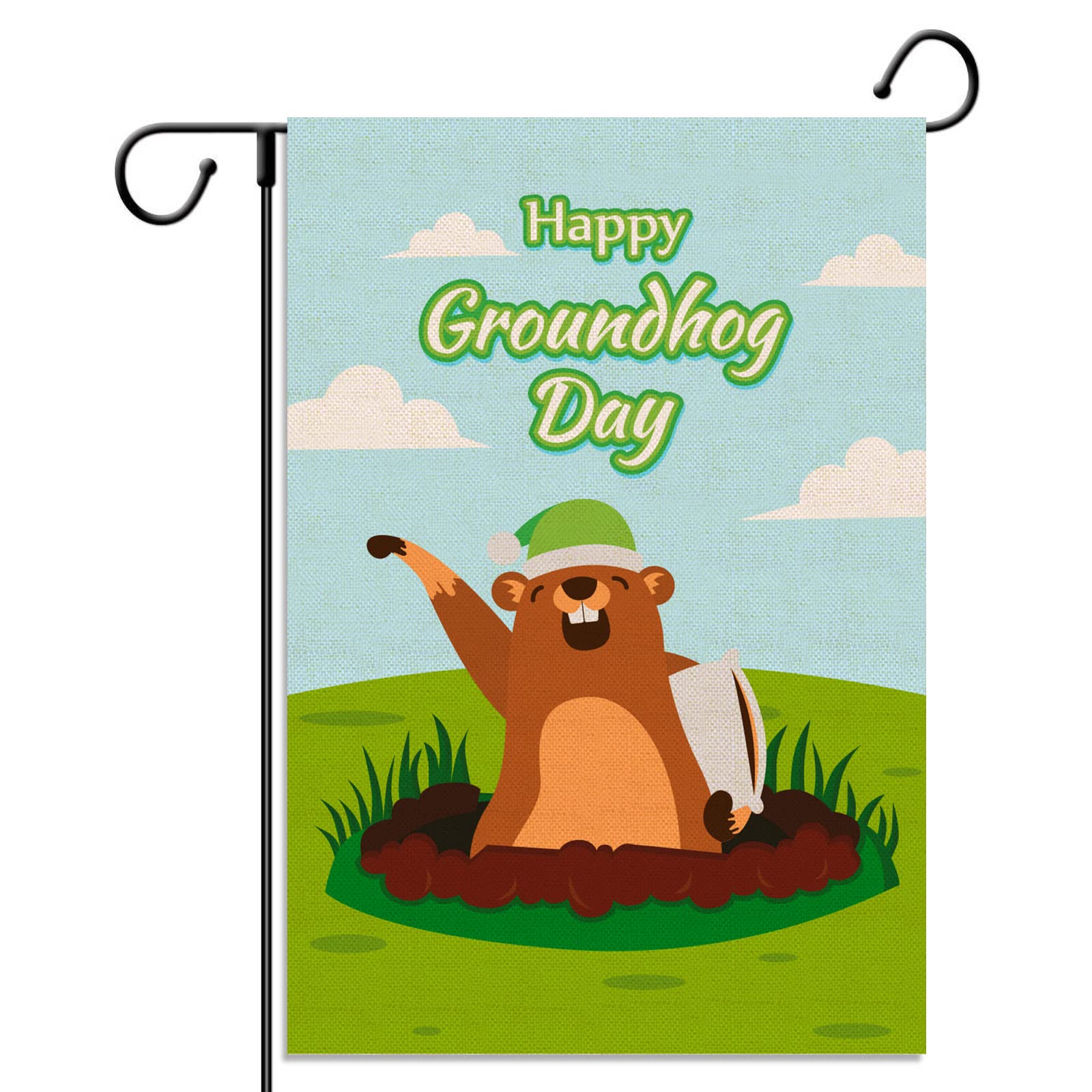 Amazon.com : Happy Groundhog Day Garden Flag Spring Welcome Sign ...