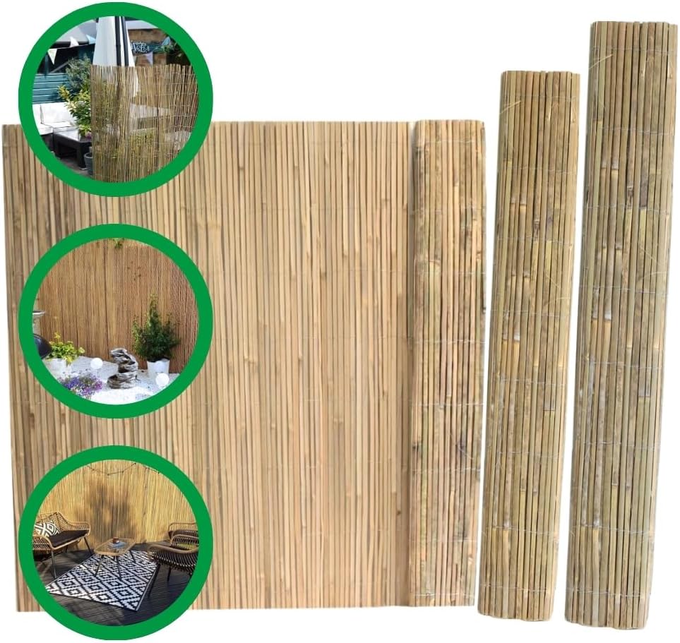 Papillon Thick Reed Bamboo Style Natural Garden Fence Screening Roll ...