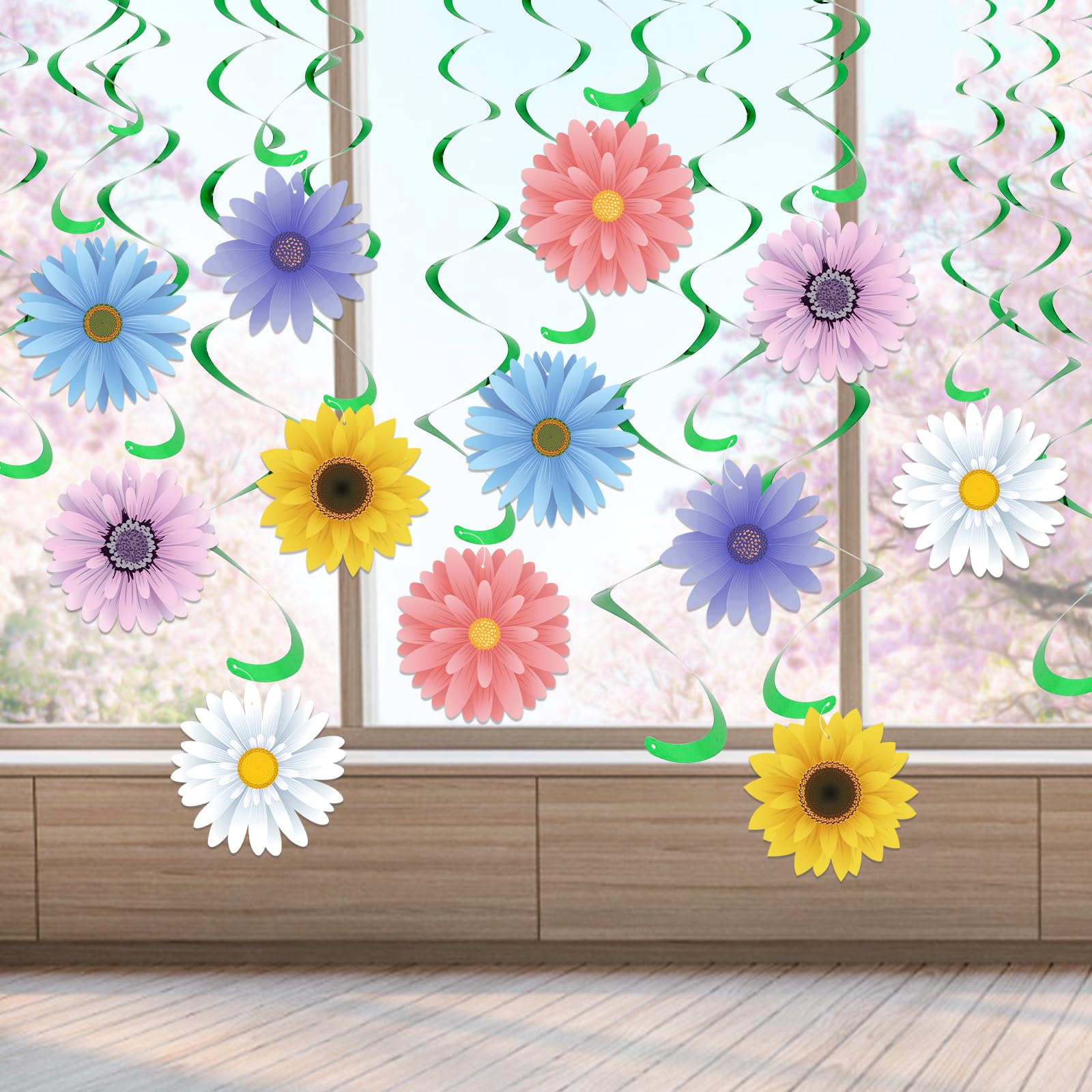 Amazon.com: 36 PCS Flower Hanging Swirl Decorations, Daisy Ceiling ...