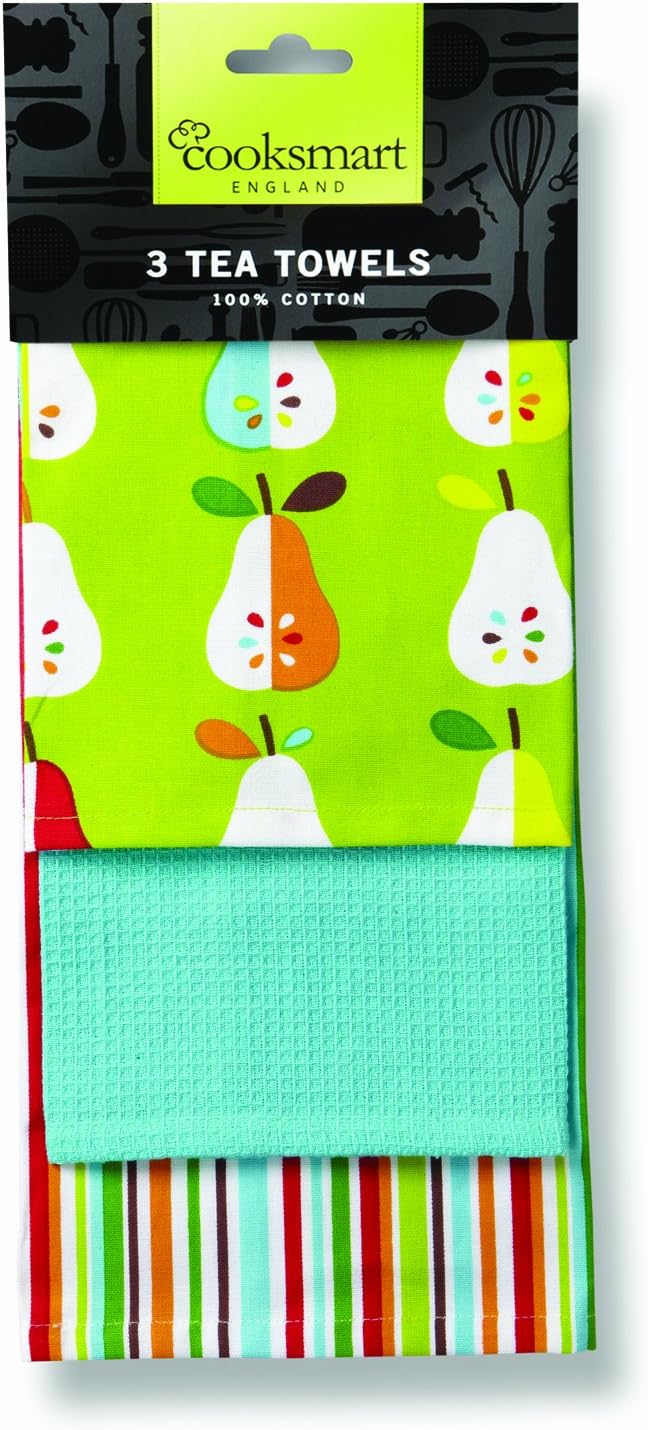 Amazon.com: Cooksmart Tea Towels, Pack of 3, Pears : Home & Kitchen