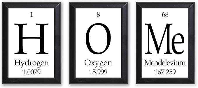 Amazon.com: Home Periodic Table of Elements Plaques - Wood Sign - 3 Pc ...