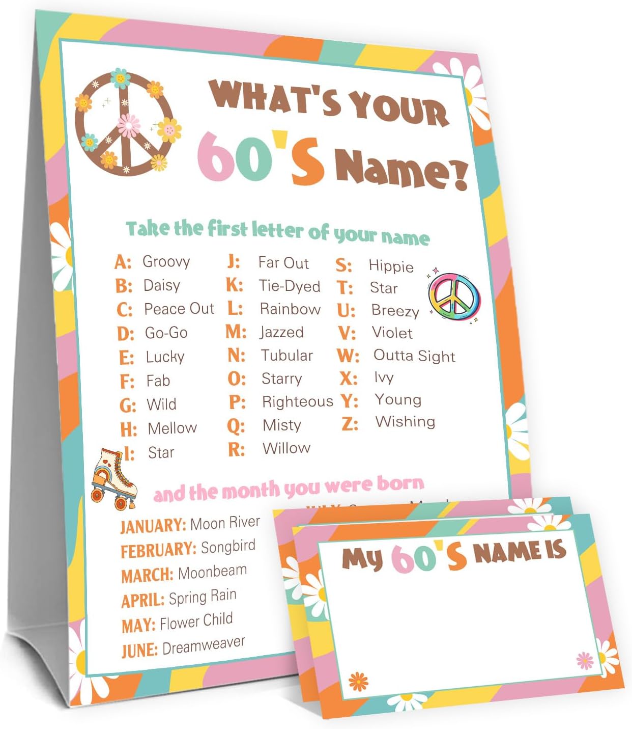 Amazon.com: MJSXY What's Your 1960's Name Game Set, 1 Double Sided Sign ...