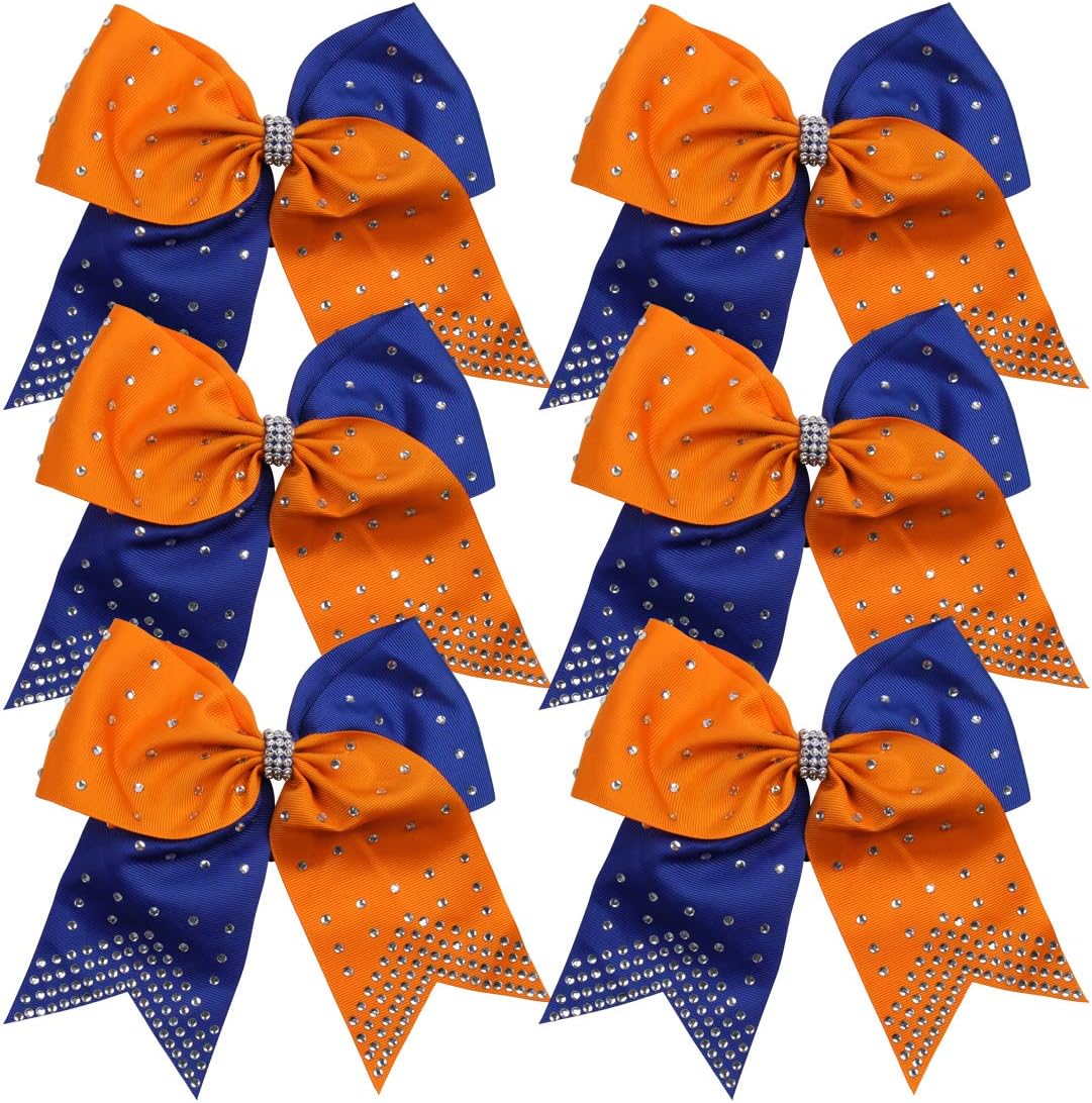 Amazon.com : DEEKA 6PCS 8" Large Glitter Cheer Bows Black and Orange ...