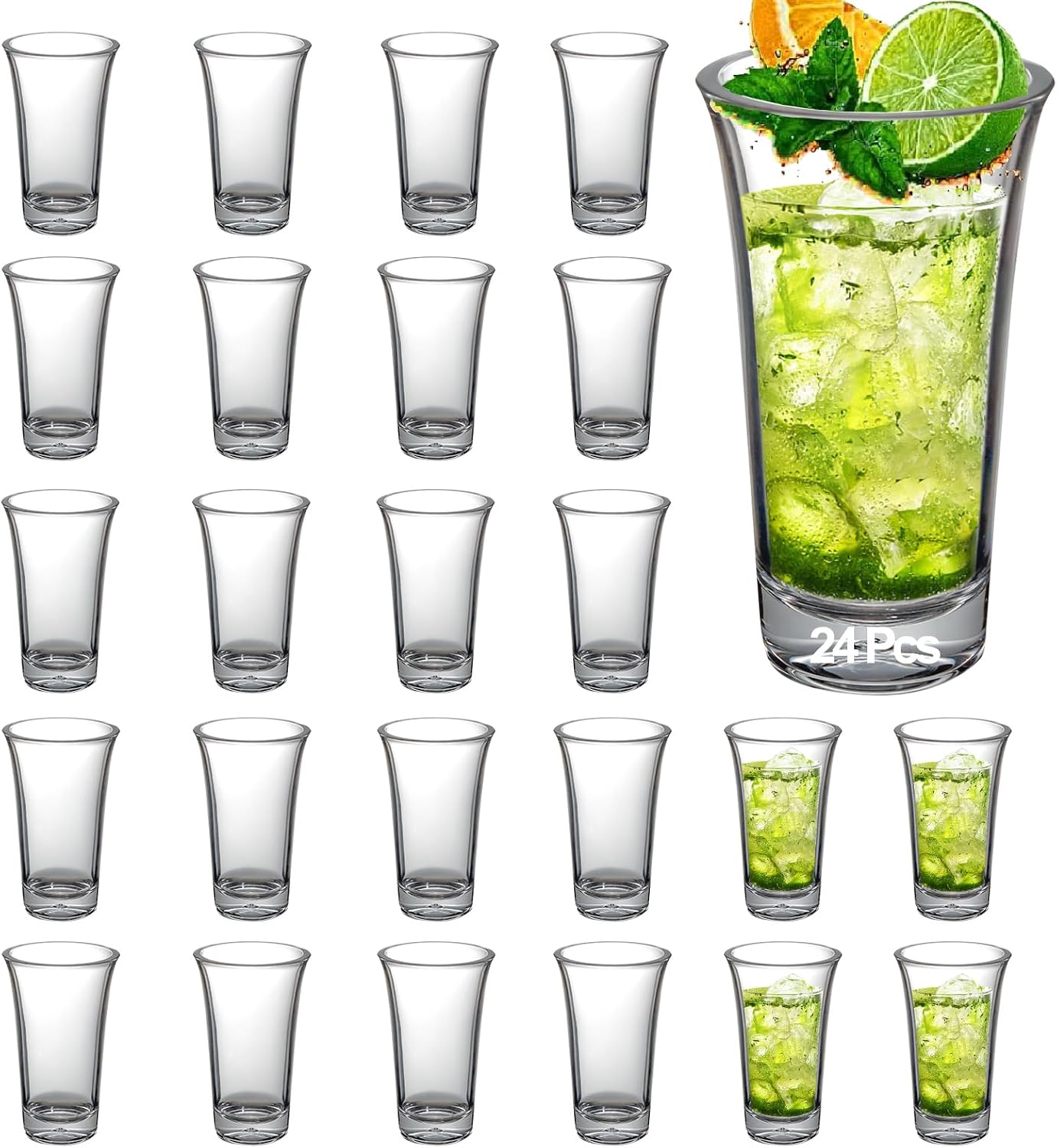 Amazon.com | ADOTBLOB Set of 24 Acrylic Clear Shot Glasses- Thick Base ...