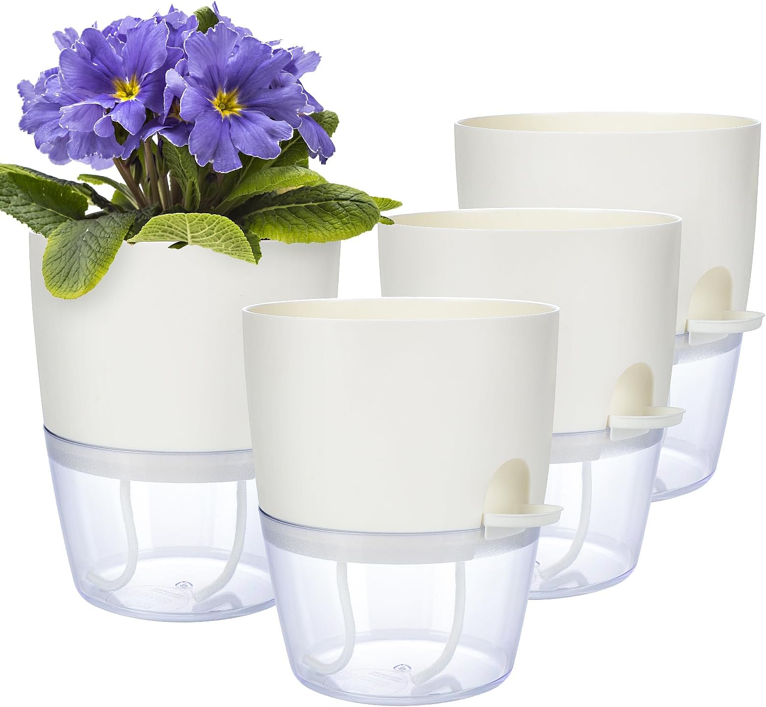 Amazon.com: CEWOR 4 Pack 6 Inches Plastic Plant Pots, Self Watering ...