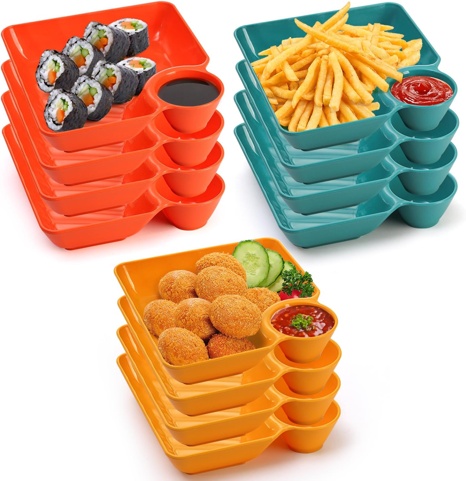Amazon.com | Lawei 12pcs Chip Dip Serving Platter Set, Plastic Dumpling ...
