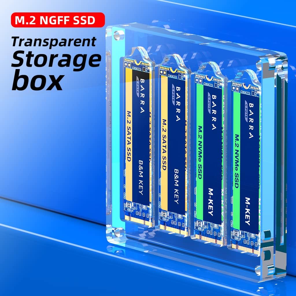 AODUKE 4 Slot Transparent Magnetic Closure M.2 SSD Enclosure Box Case ...
