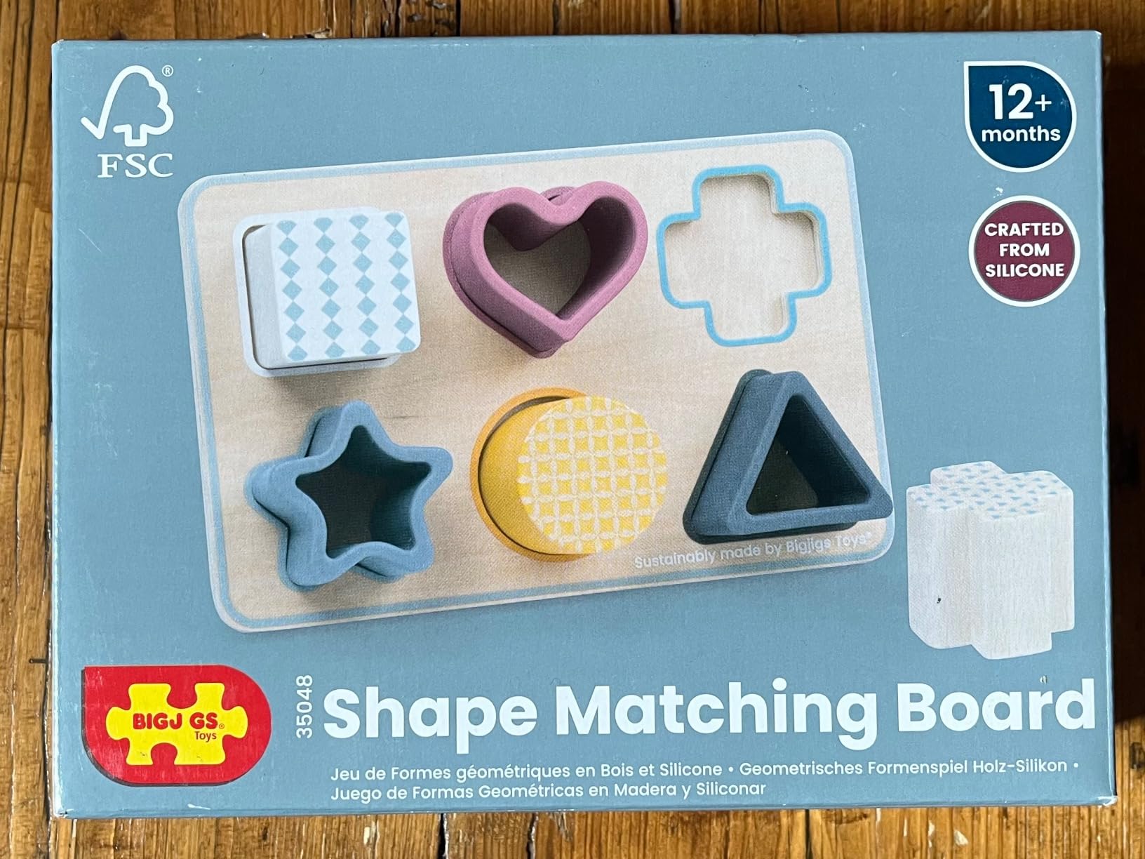 Bigjigs Toys FSC® Shape Matching Board - 6 Piece Shape Sorter, Silicone ...