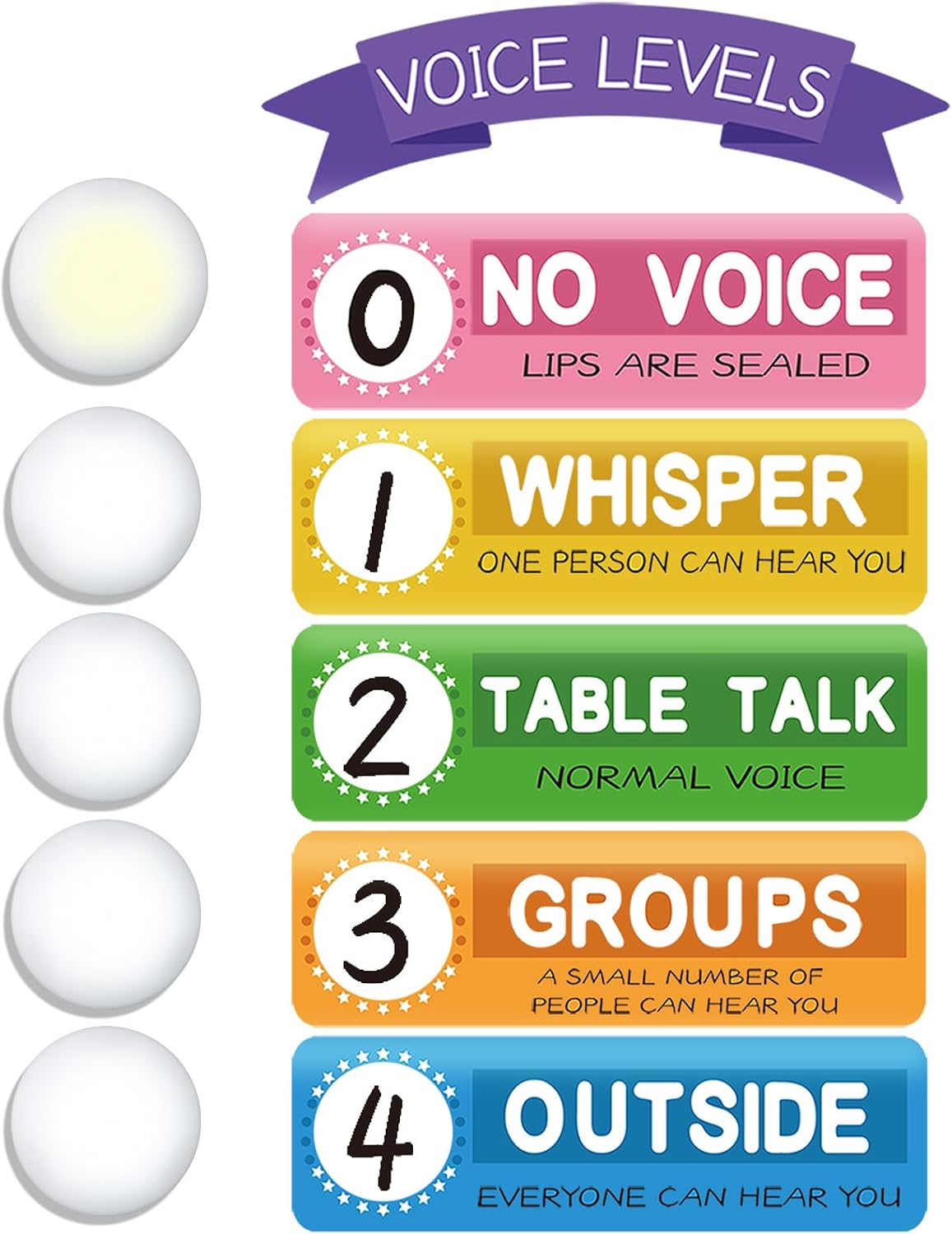 Amazon.com: Glooglitter 5 Pcs School Push Light and Voice Level Poster ...