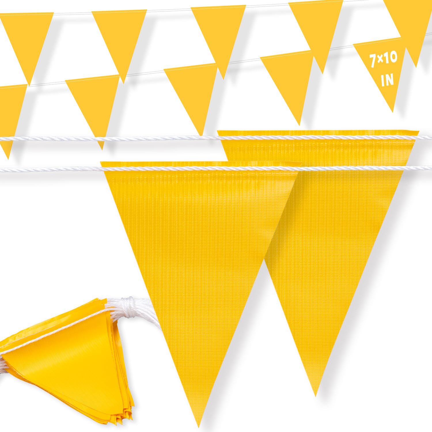 Buy 105ft Pennant Banner s, 7"x10" Fluorescent Yellow Safety ging ...