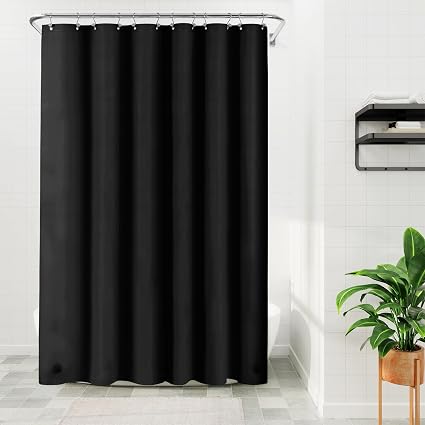 Barossa Design Black Long Shower Curtain Liner 78" Height - 3 Magnets ...