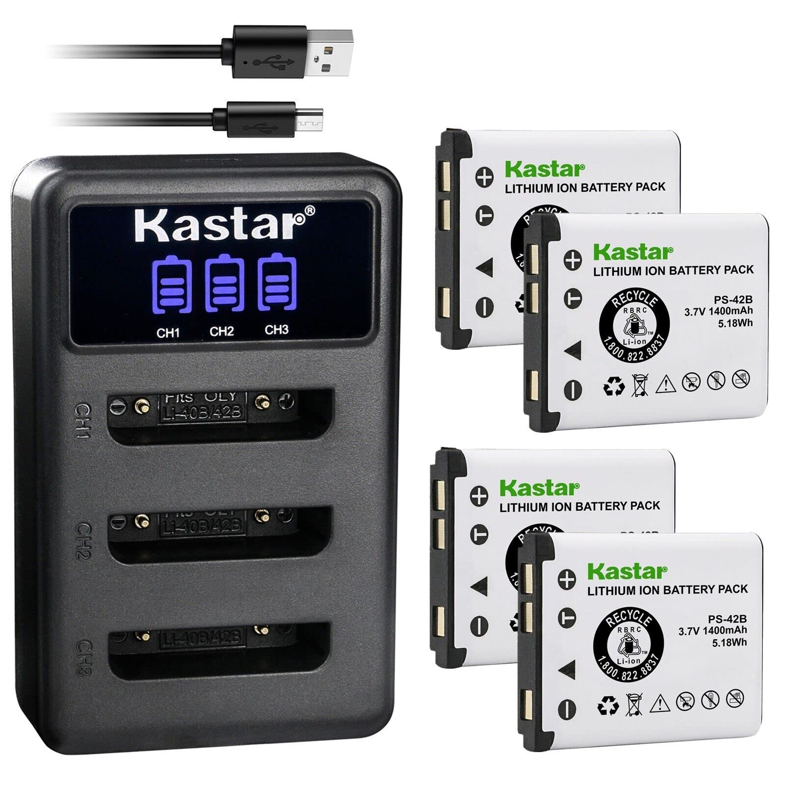 Amazon.com: Kastar 4 Pack Battery and LCD Triple USB Charger Compatible ...