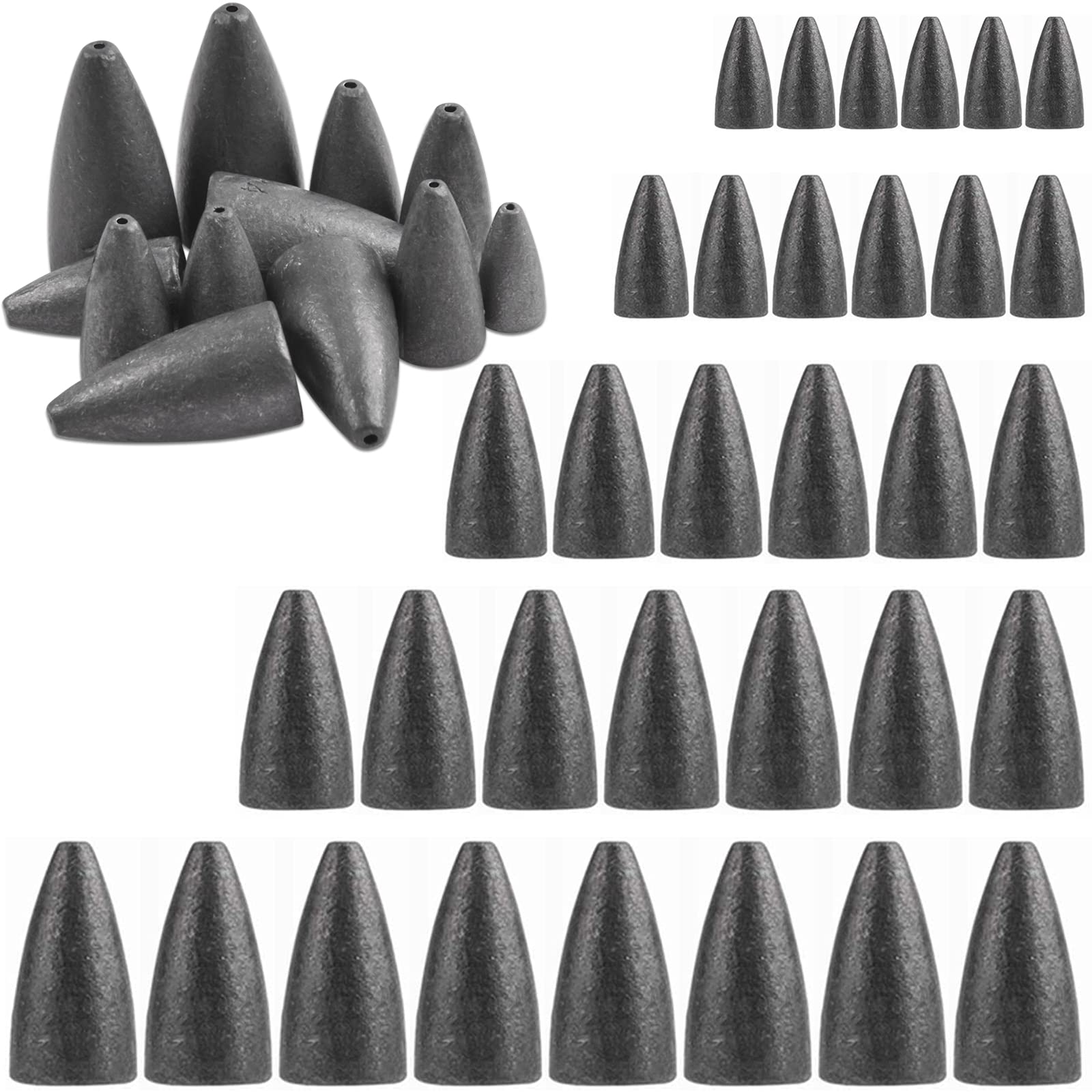 Snapklik.com : Fishing Weights Bullet Weight Sinkers 30pcs Worm Weights ...