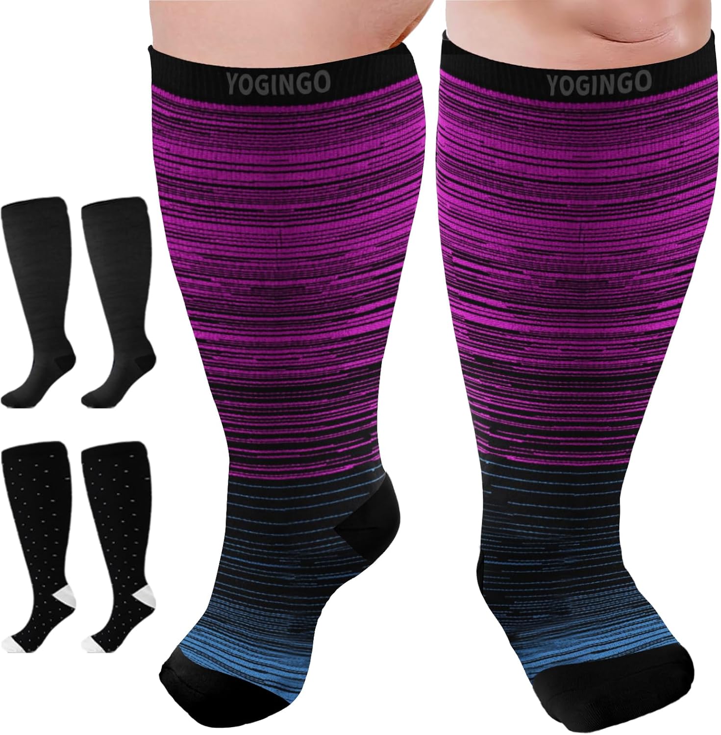 Amazon.com: Compression Socks for Women Wide Calf, Plus Size 15-20mmHg ...