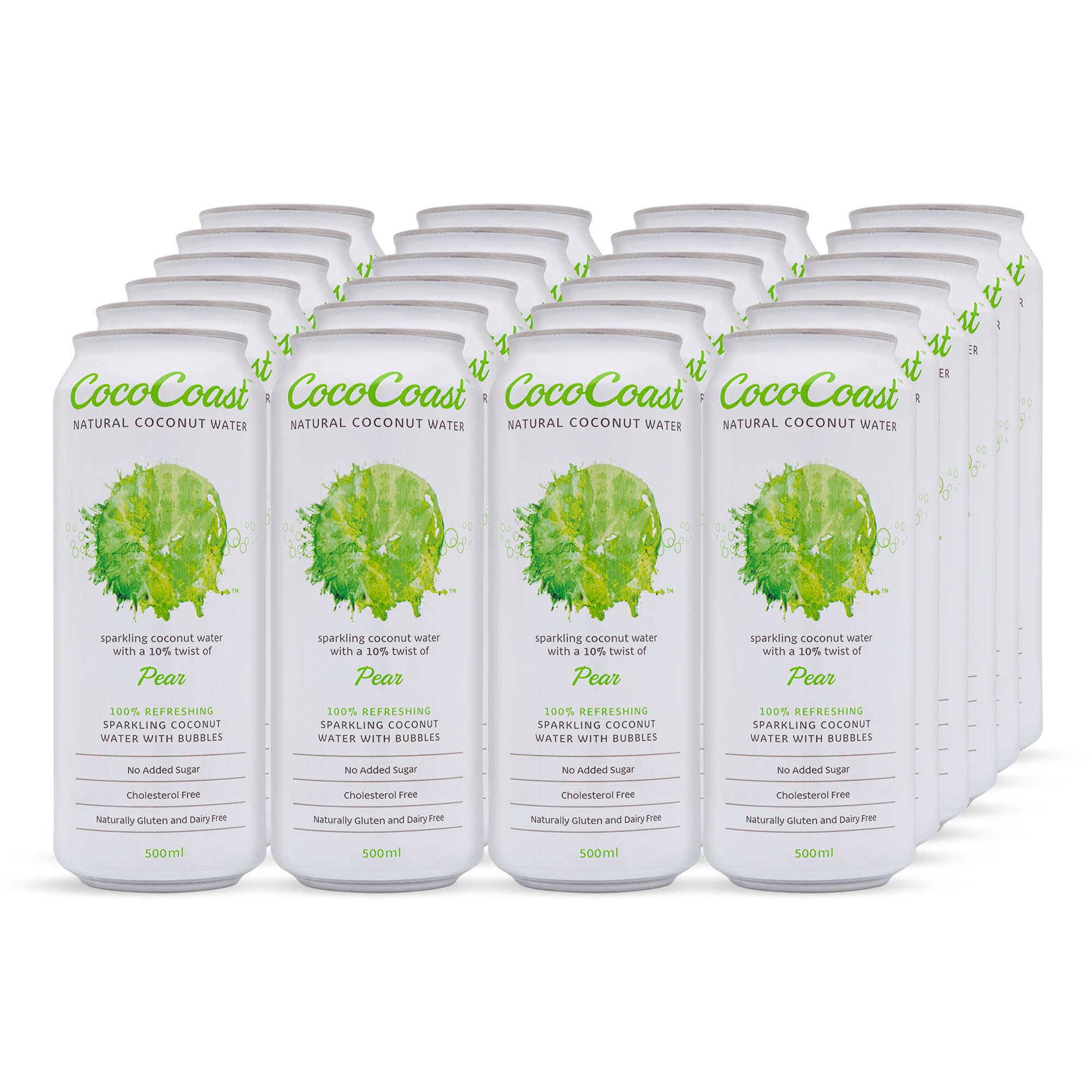 CocoCoast Sparkling Pear Coconut Water 24 Pack of 500 ml : Amazon.com ...