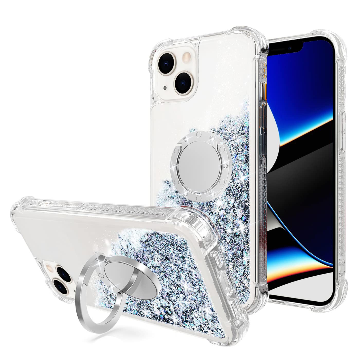 Amazon.com: WORLDMOM for iPhone 14 Plus Case,Bling Moving Liquid ...