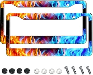 Amazon.com: Flame License Plate 2Pack Frame Cool Flame Car Plate Frame ...
