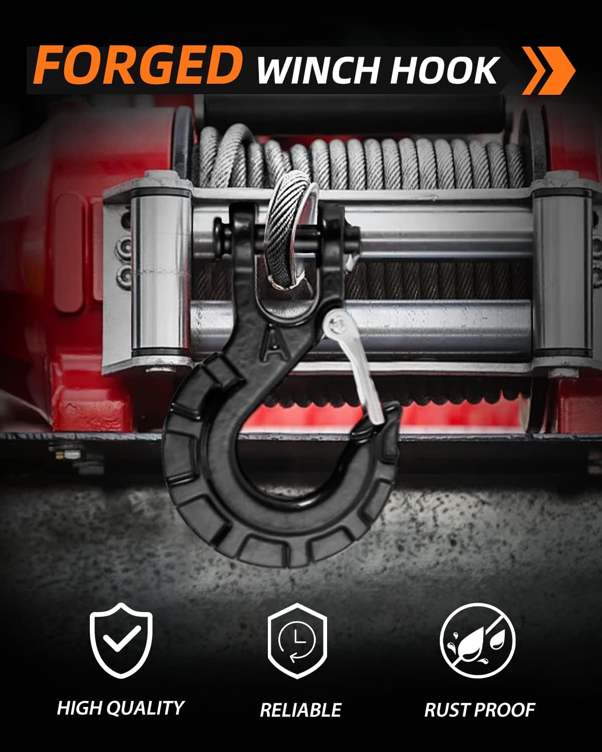 Synthetic Winch Rope with Hook 1/4'' x 50ft, 9500LBS Synthetic Winch ...