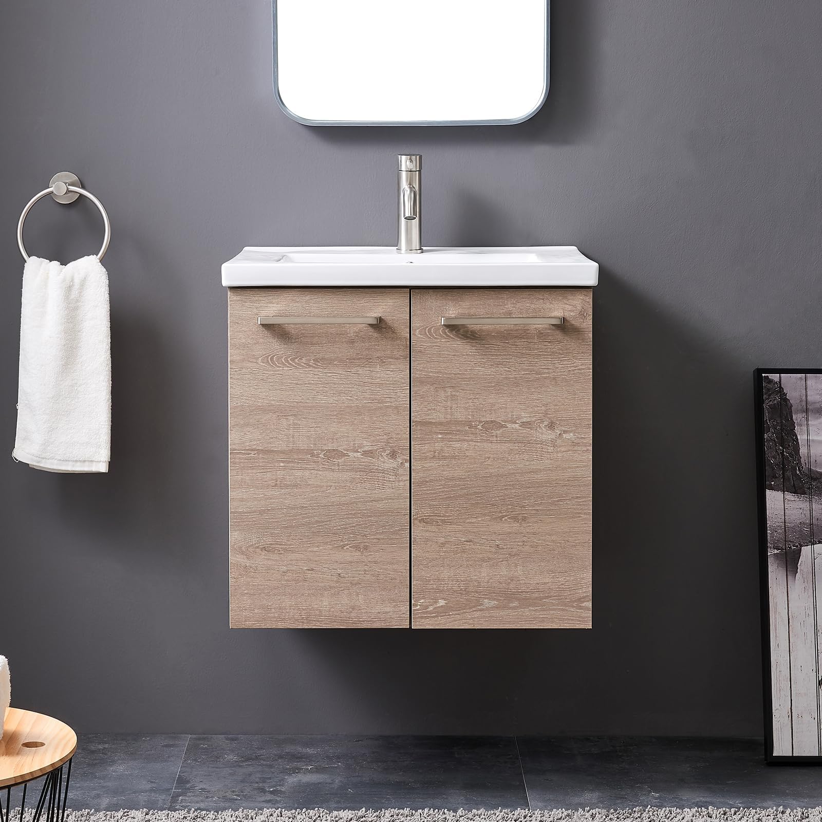 Amazon.com: Mogiyin Modern 24” Floating Bathroom Vanity with Sink 24 ...