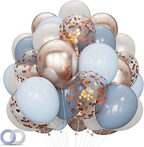 Amazon.com: 68Pcs Dusty Blue and Champagne Gold Balloons 12 Inch Sand White Pastel Baby Blue ...