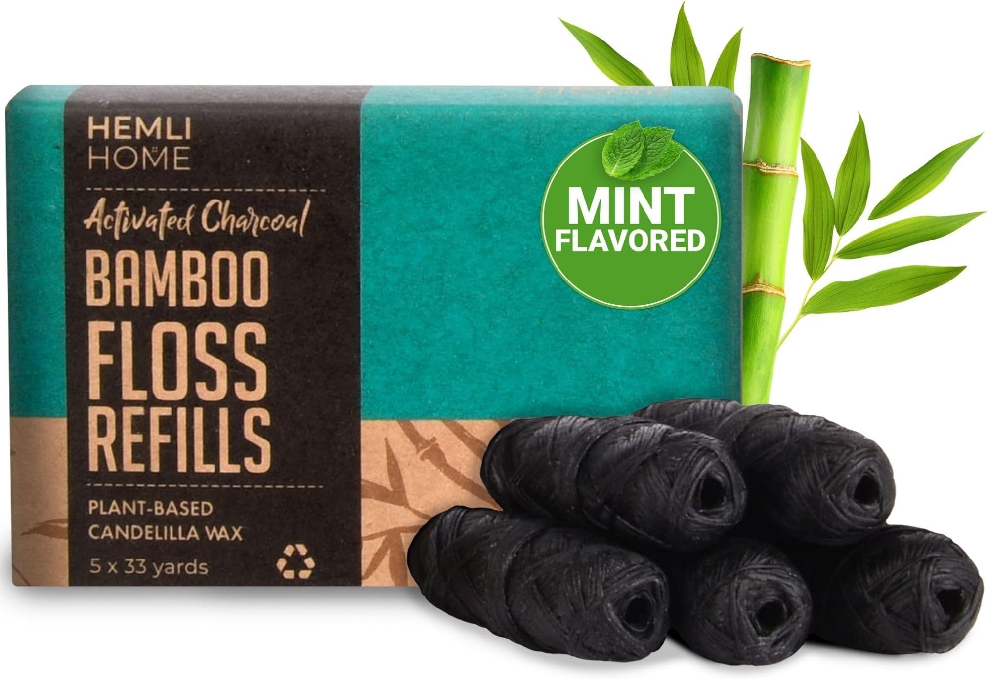 Amazon.com : Bamboo Charcoal Dental Floss Refills, Bambo Woven Fibres ...