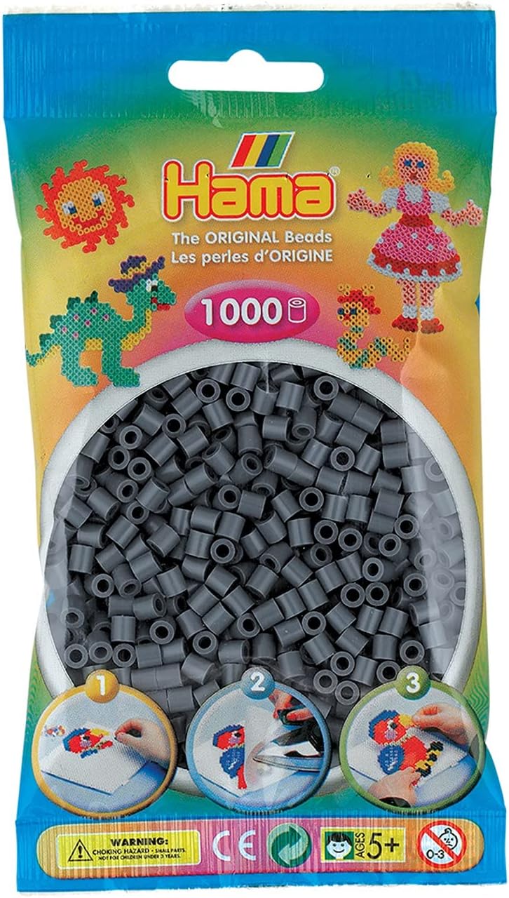 Amazon.com: Hama Beads 1,000 Bead Refill Bag - Dark Grey : Arts, Crafts ...