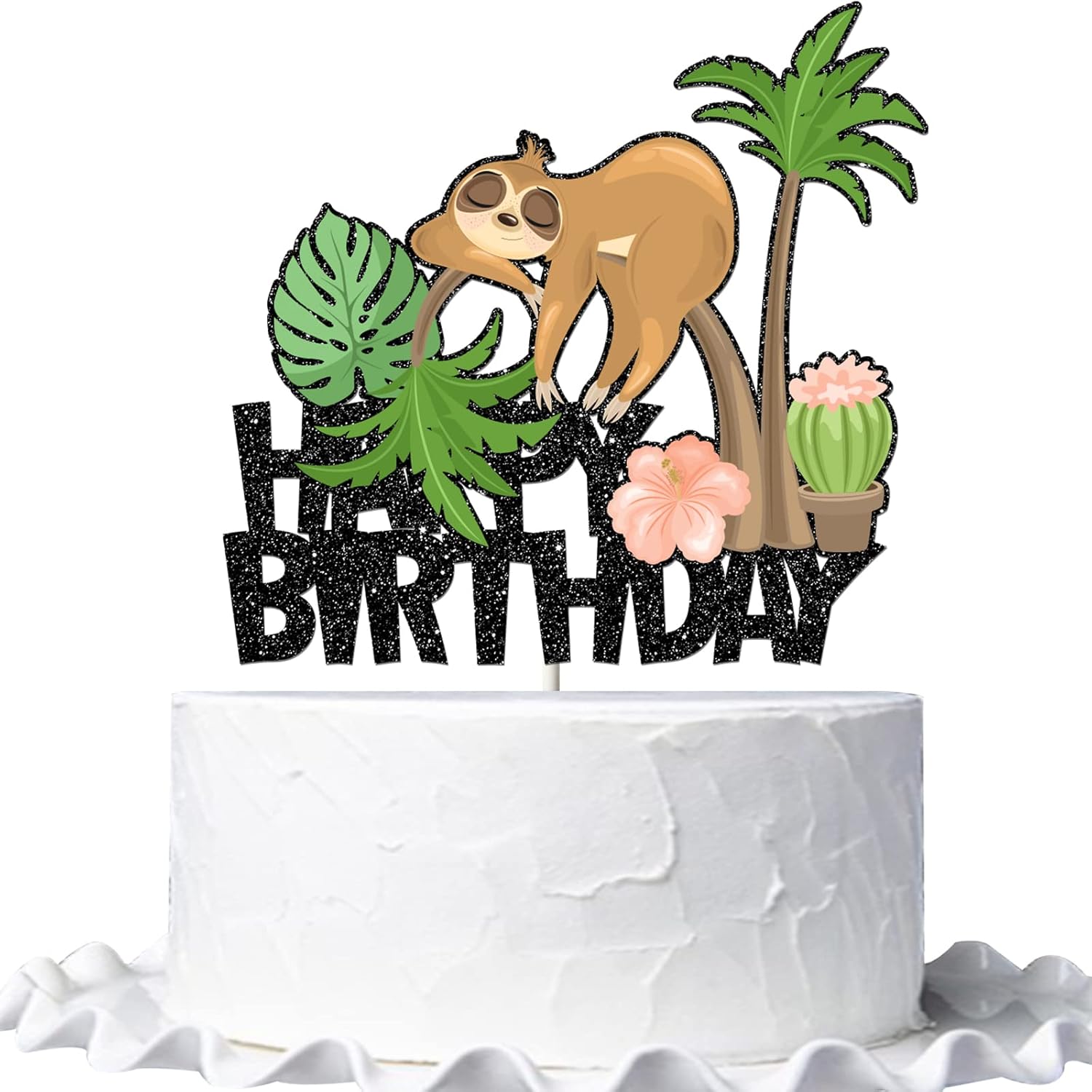 Amazon.com: Sloth Sign Birthday Cake Topper, Happy Birthday Party ...