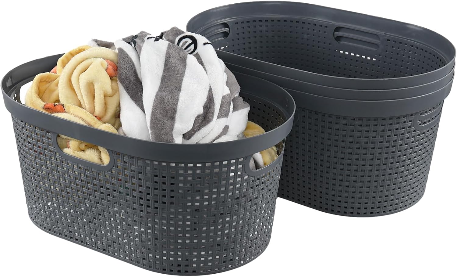 Amazon.com: Nihenok 42 L Large Plastic Laundry Baskets with Cut-Out ...