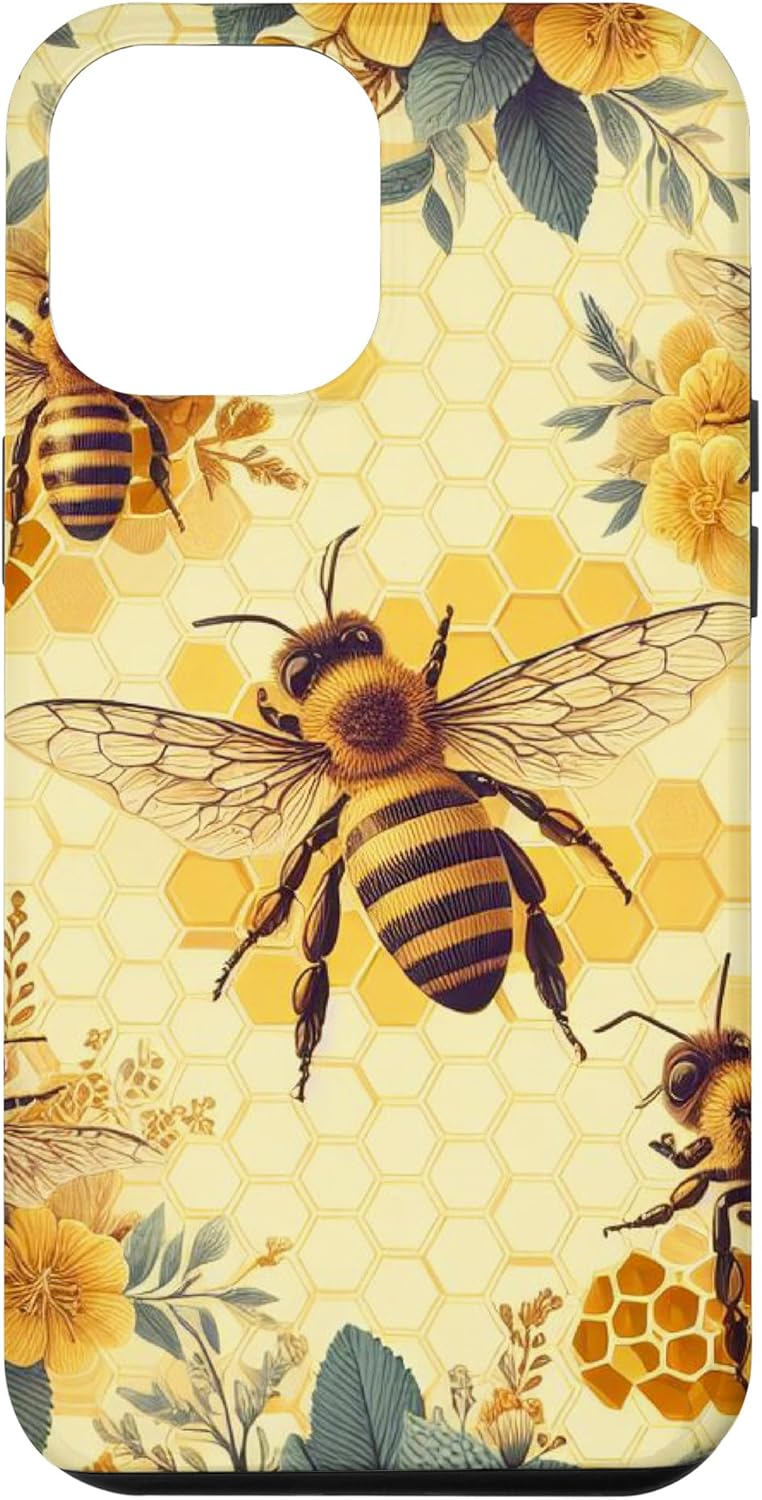 Amazon.com: iPhone 14 Pro Max Bees Honeycomb Print Pattern Honey ...